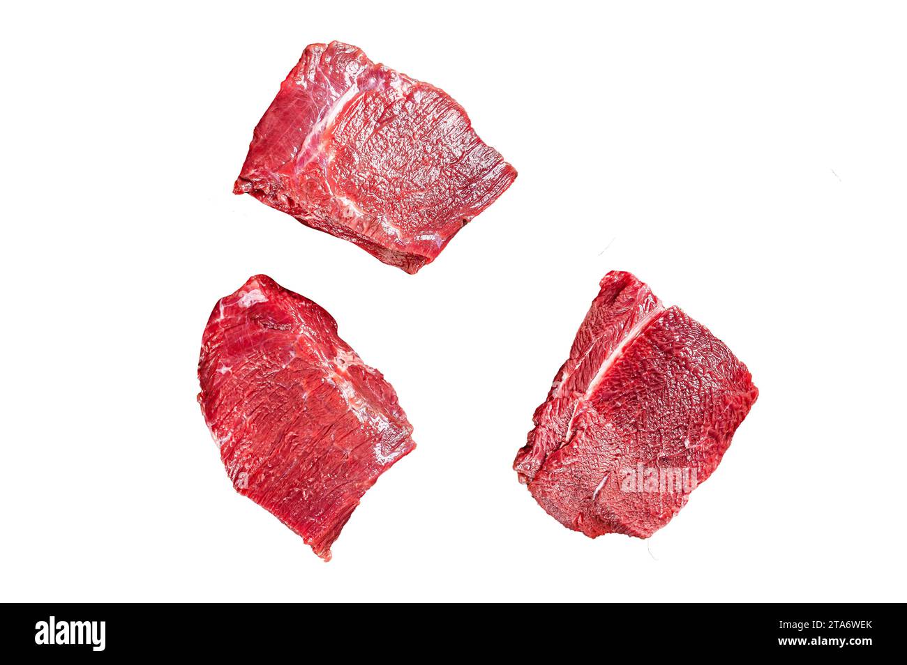 Raw Wild Game Meat of Venison dear ready for cooking. Isolated, white ...