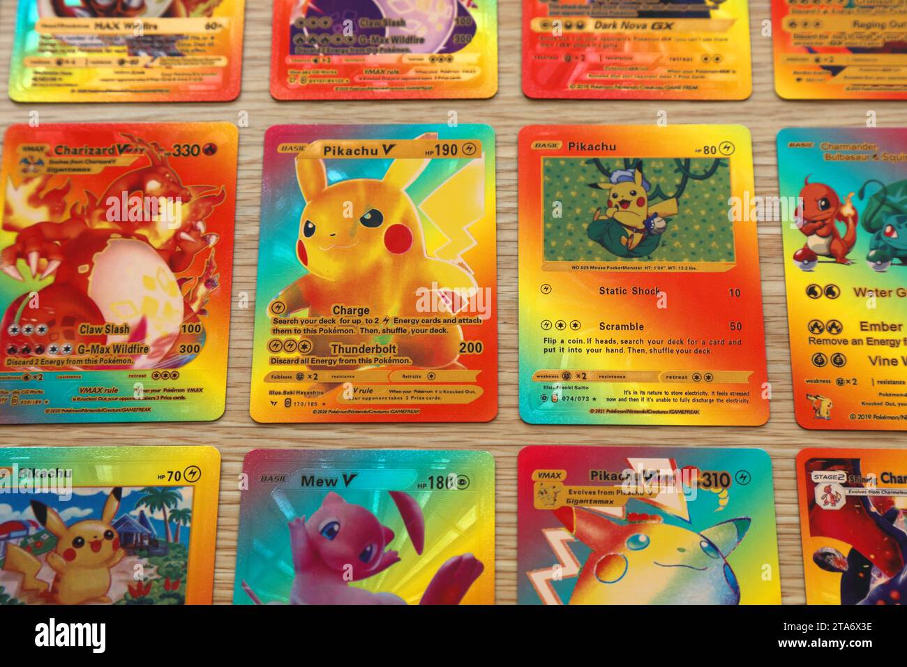 WARSAW, POLAND - AUGUST 18, 2023: Charizard and Pikachu Pokemon cards ...