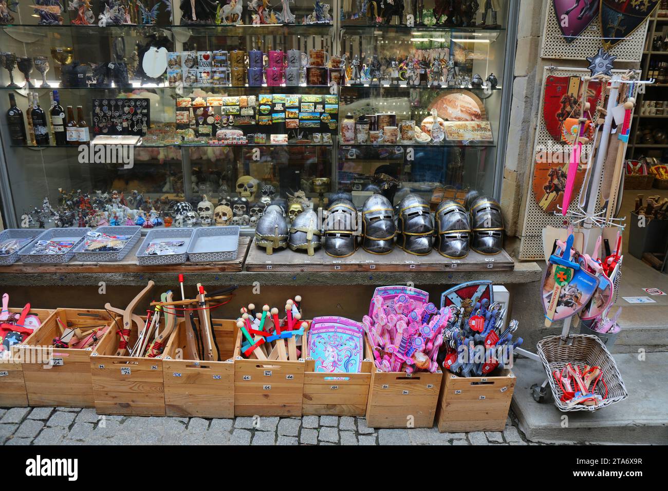 CARCASSONNE, FRANCE - OCTOBER 4, 2021: Toys in souvenir shop of ...