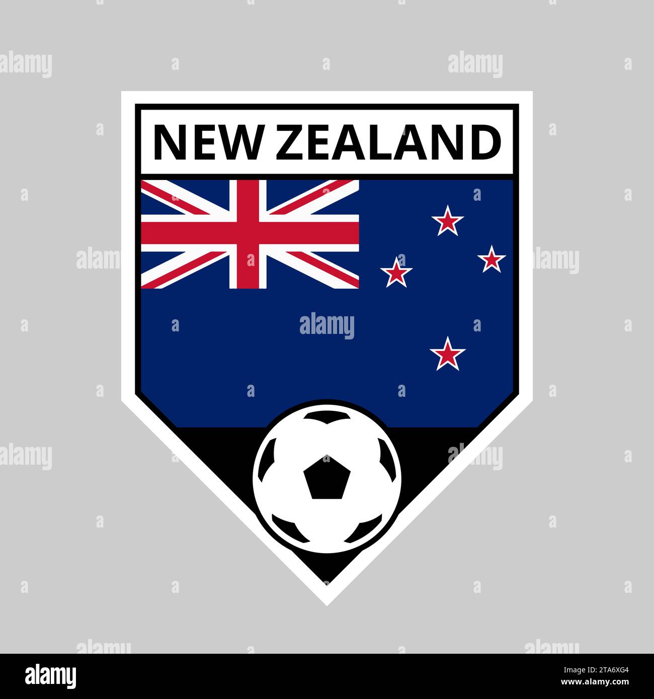 Illustration of Angled Shield Team Badge of New Zealand for Football Tournament Stock Vector ...