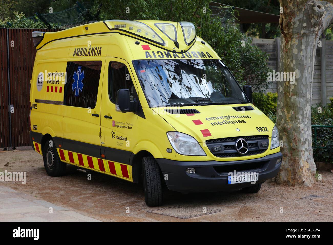 BARCELONA, SPAIN - OCTOBER 7, 2021: Ambulance emergency services ...