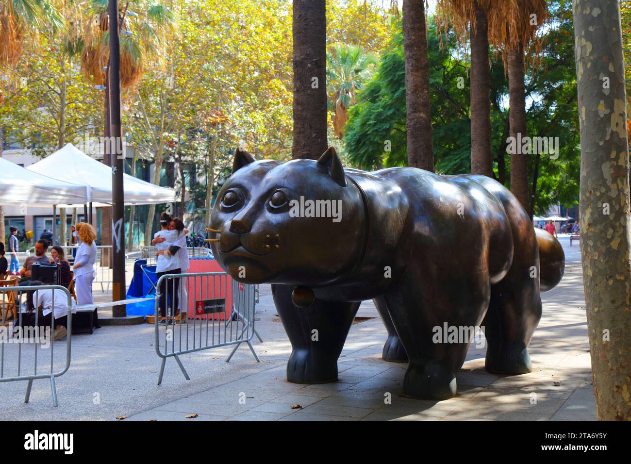 BARCELONA, SPAIN - OCTOBER 8, 2021: Public space cat monument in ...