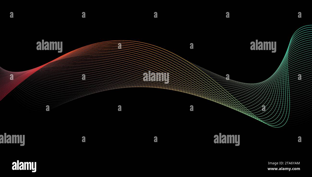 colorful motion sound wave on a dark background. Vector illustration ...