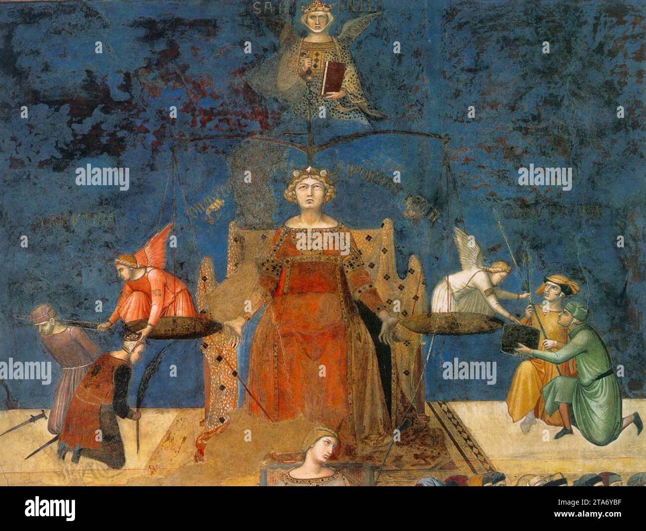 Allegory of the Good Government (left view, detail) 1338-40 by Ambrogio ...