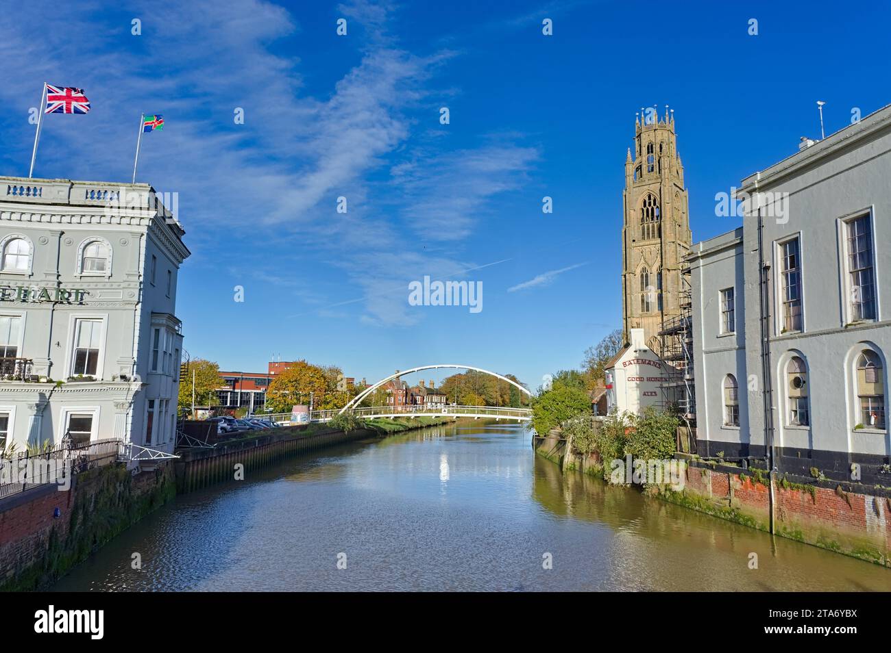 St. Botolph's Bridge & the Stump Tower on a sunny autumn day in Boston ...