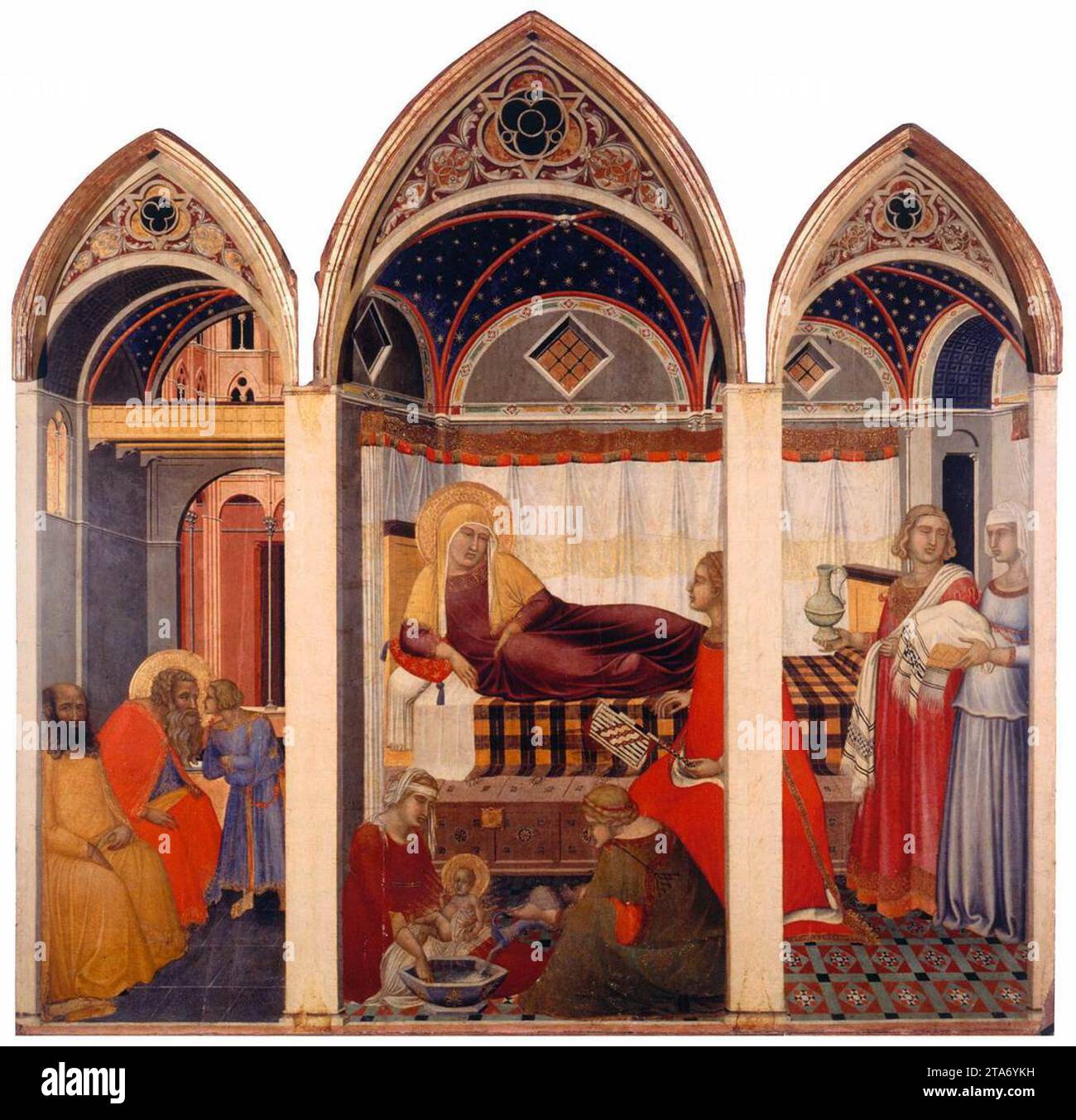 The Birth of Mary 1342 by Pietro Lorenzetti Stock Photo - Alamy