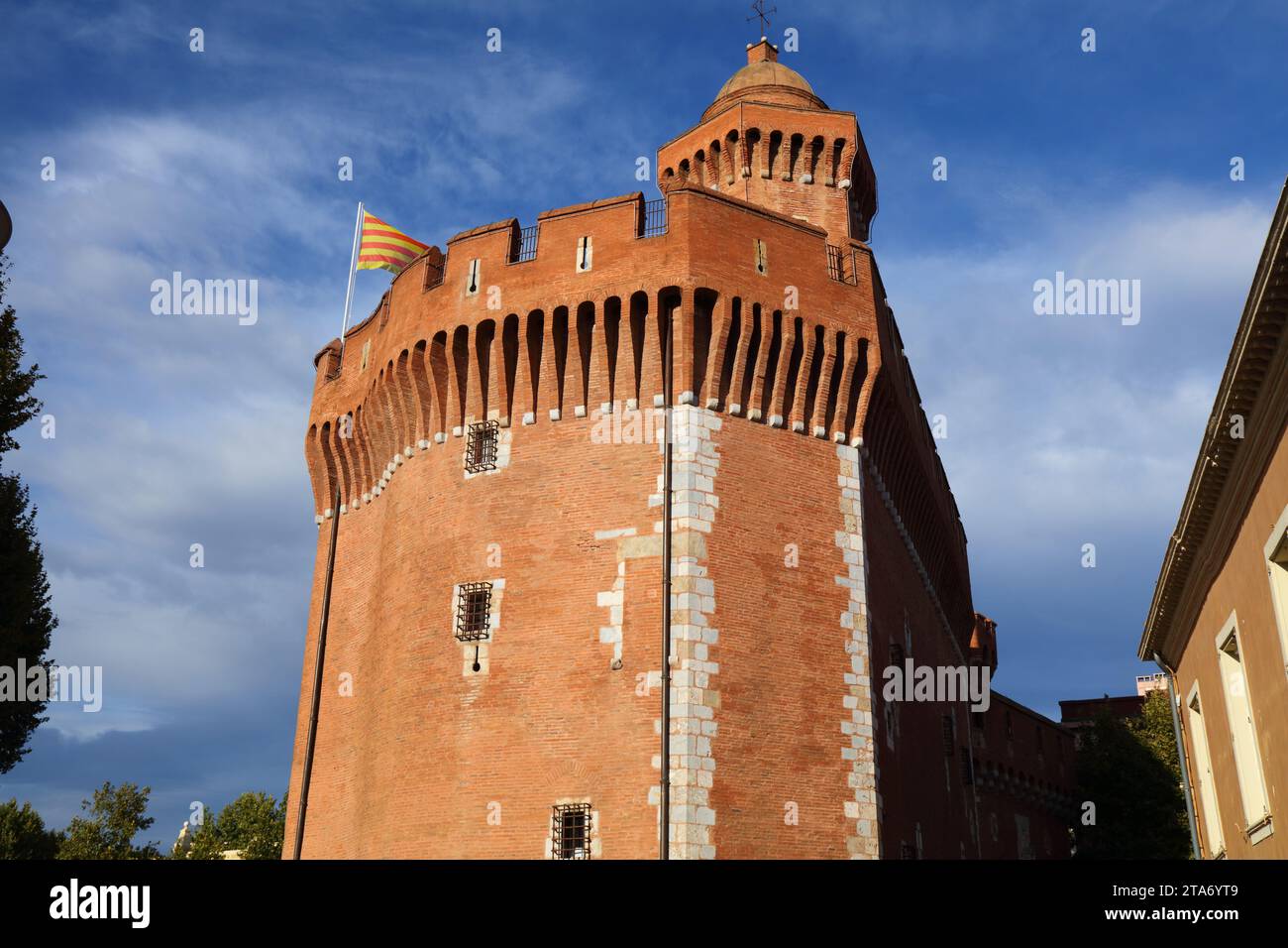 Perpignan town in Roussillon, France. Medieval landmark. Main city gate ...