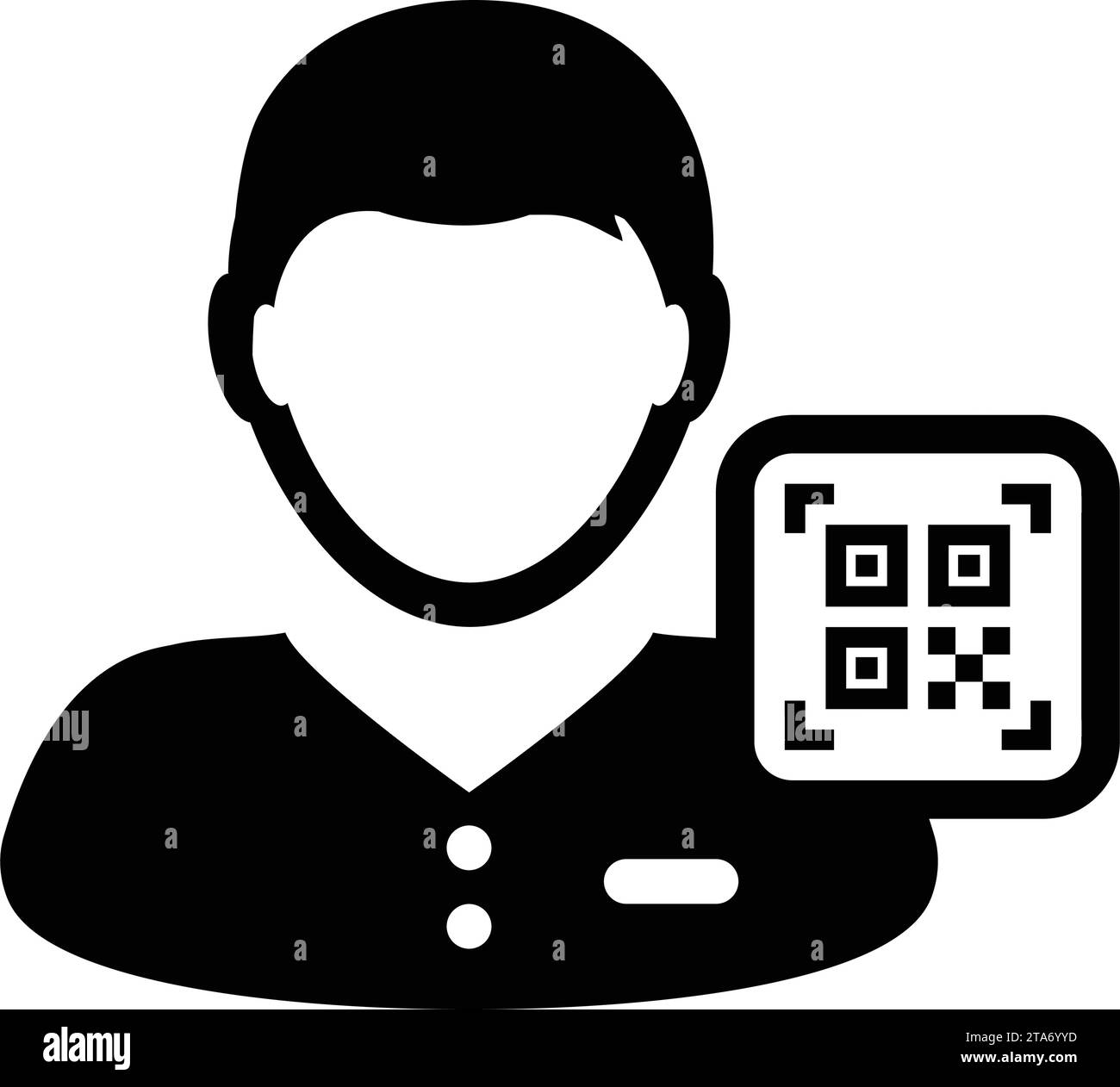 Digital id icon avatar with qr code for biometric identity in vector ...