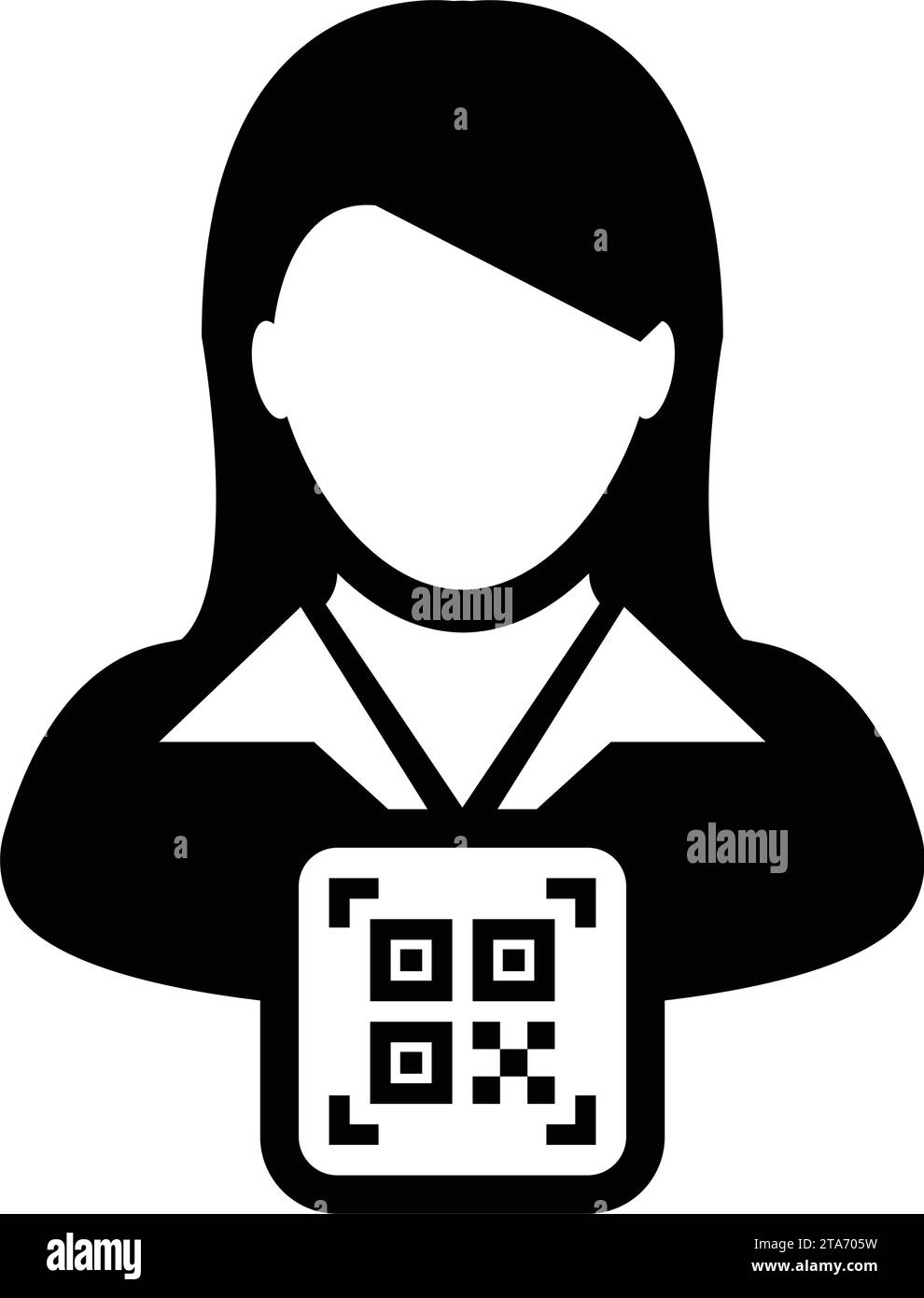 Digital id icon avatar with qr code for biometric identity in vector ...