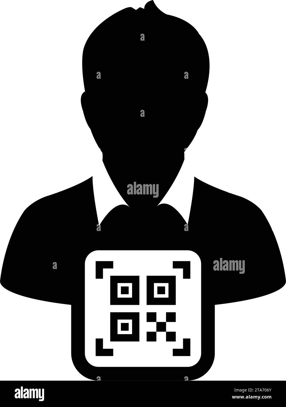 Digital id icon avatar with qr code for biometric identity in vector ...