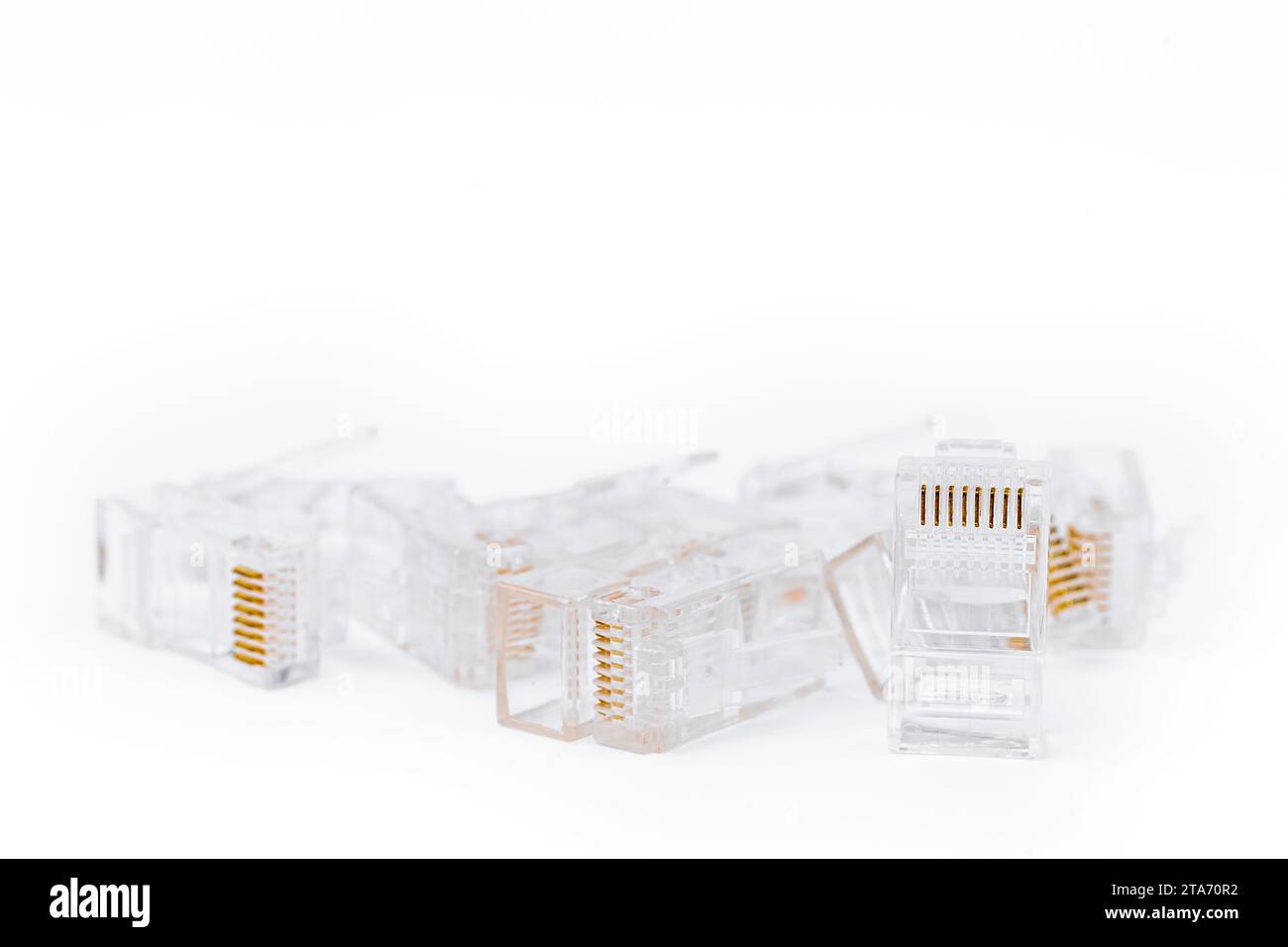 Network Connector close-up isolated on white background Stock Photo - Alamy