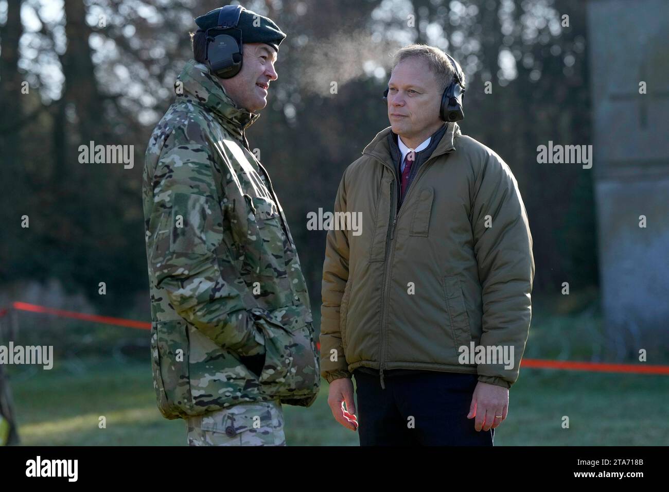 Secretary of State for Defence Grant Shapps, speaks to Chief of the ...