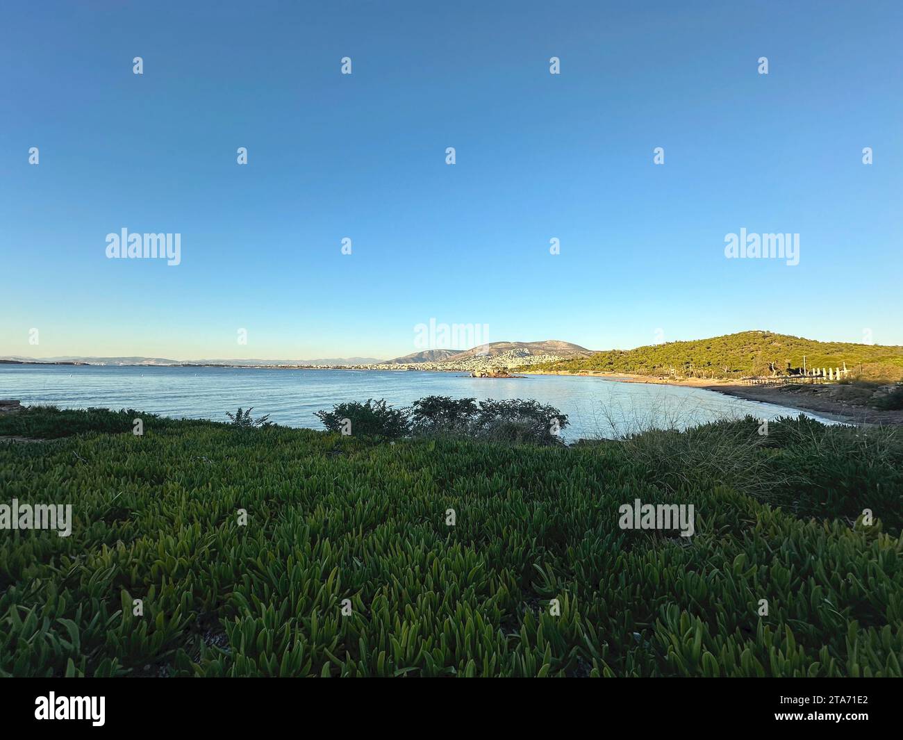 Landscape of Kavouri beach, Vouliagmeni, Greece Stock Photo - Alamy