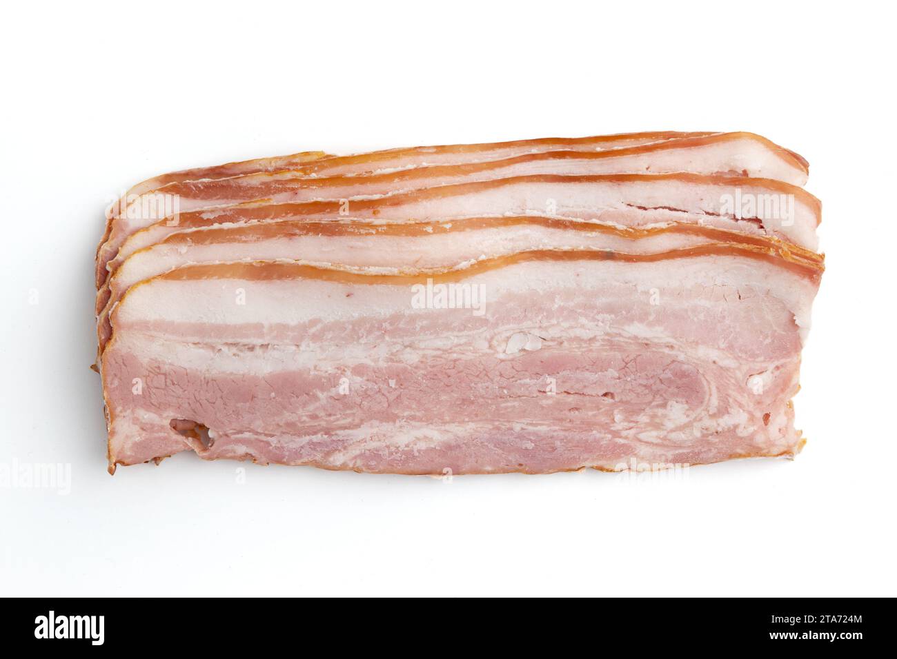 raw smoked bacon isolated, streaky brisket slices, fresh thin sliced ...