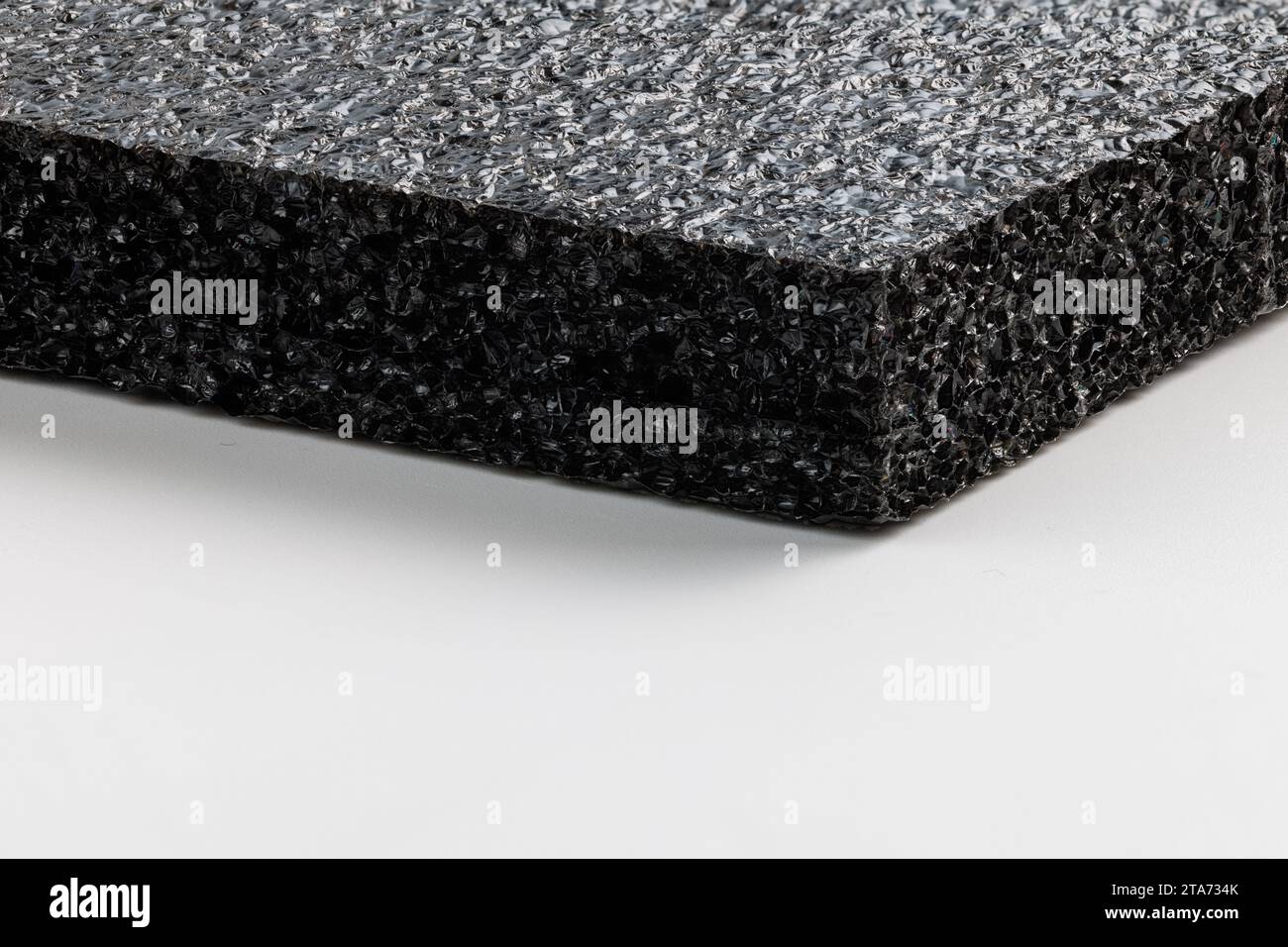 Black high-impact closed-cell polyethylene black foam sheet on white ...