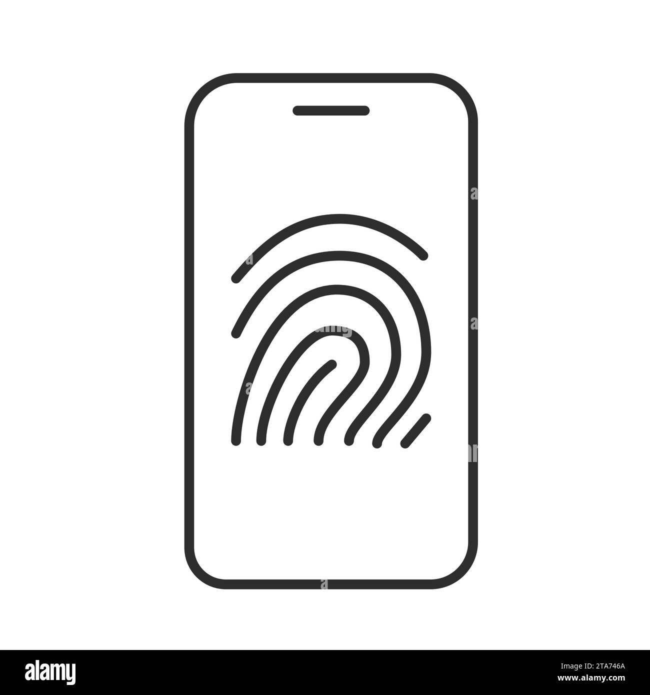 Fingerprint phone authentication icon Black and White Stock Photos ...