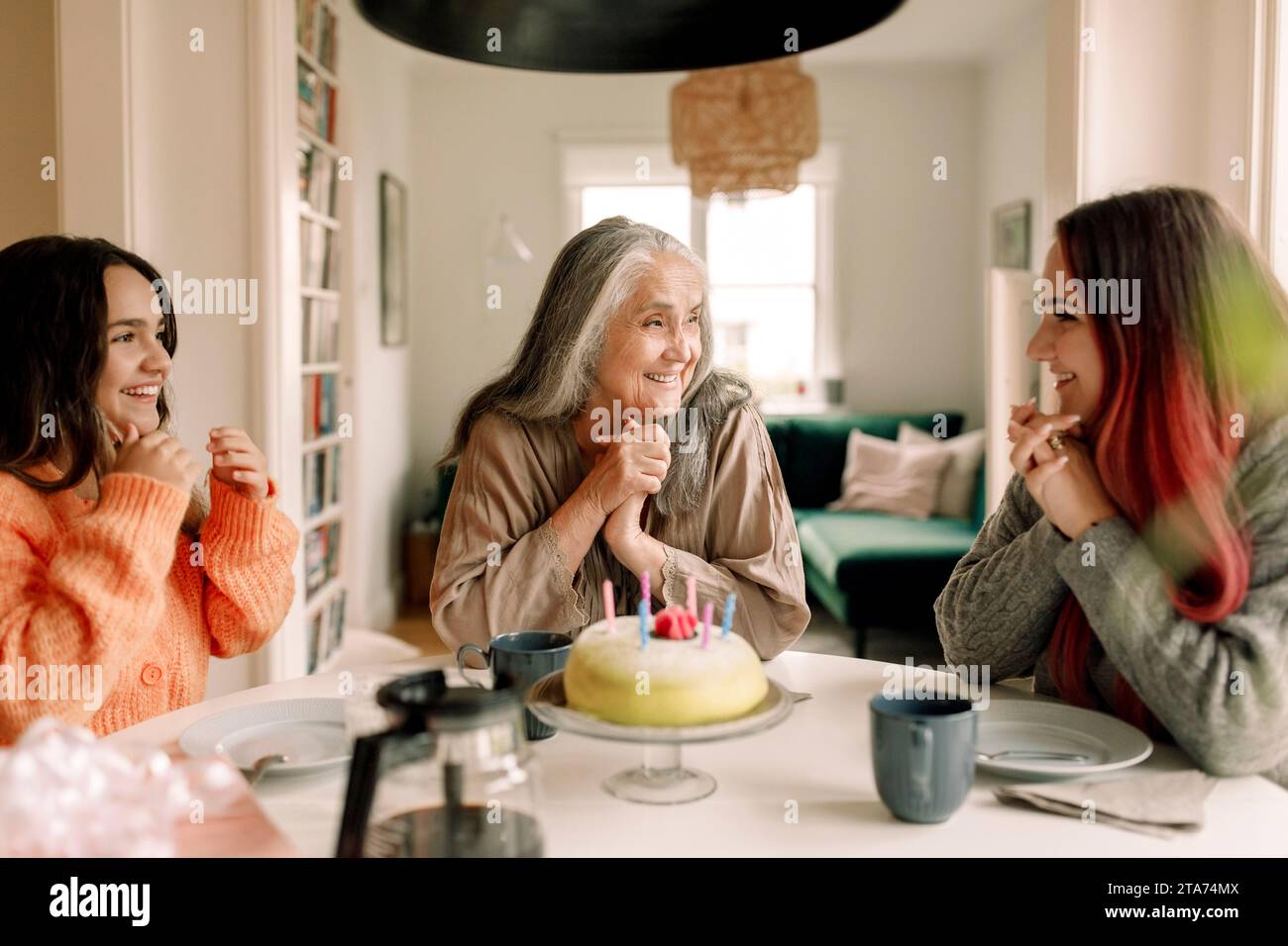 Multi generational family celebrating birthday hi-res stock photography ...