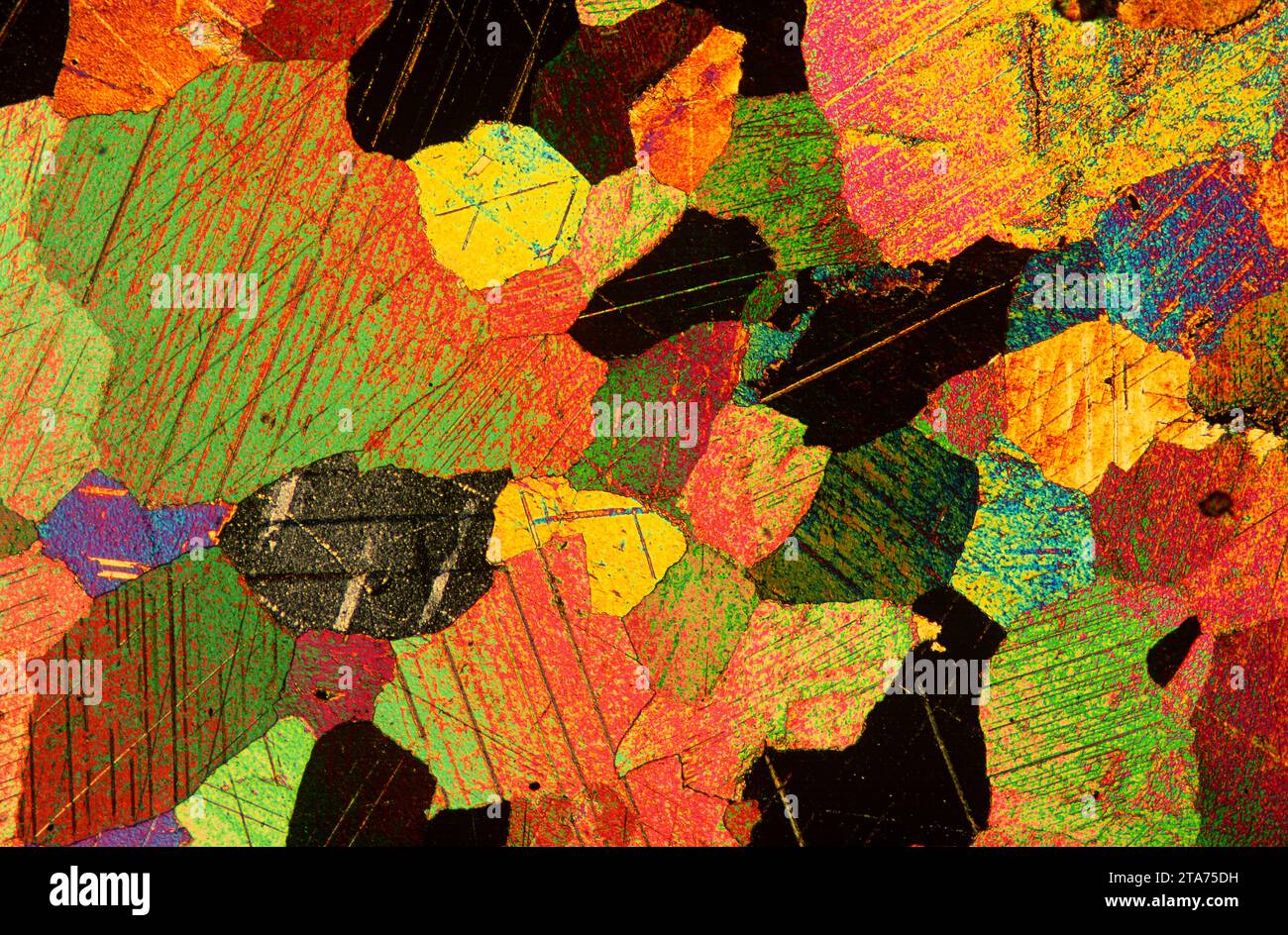 Marble photomicrograph, polarized light. Marble is a metamorphic rock ...