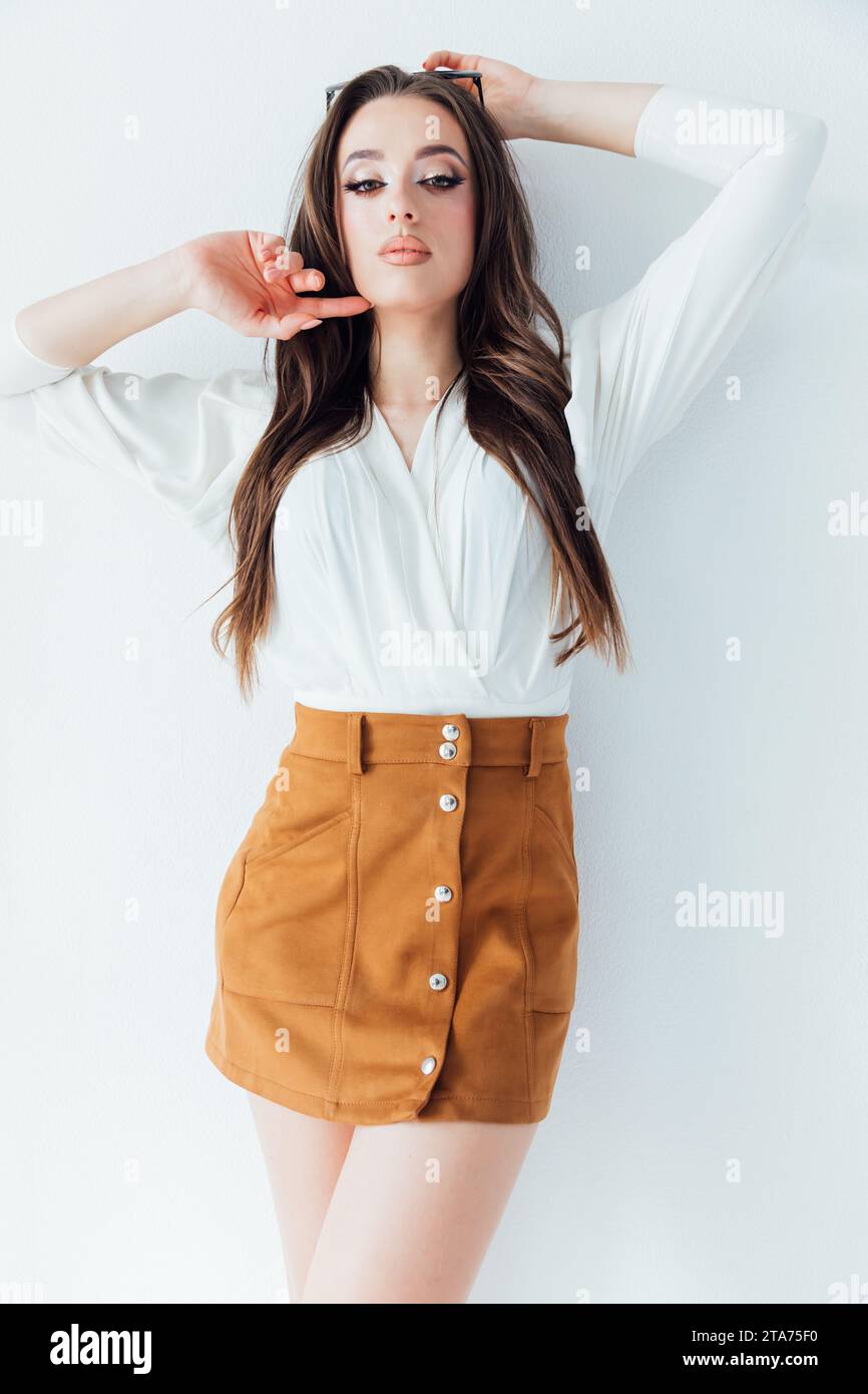 Portrait of a beautiful fashionable woman 25 years old Stock Photo - Alamy