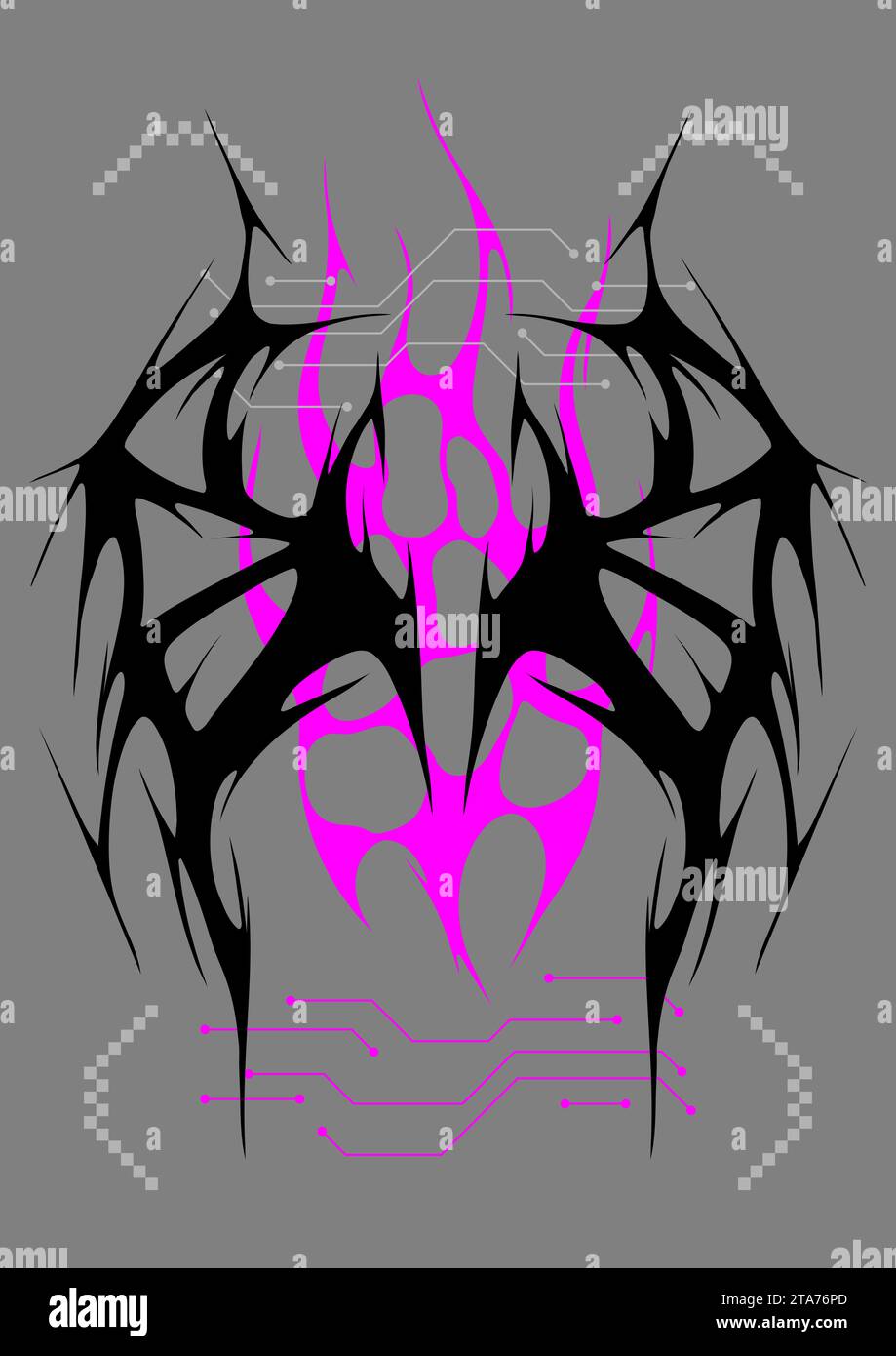 Cyber sigilism poster. Neo tribal gothic style shape Stock Vector Image ...