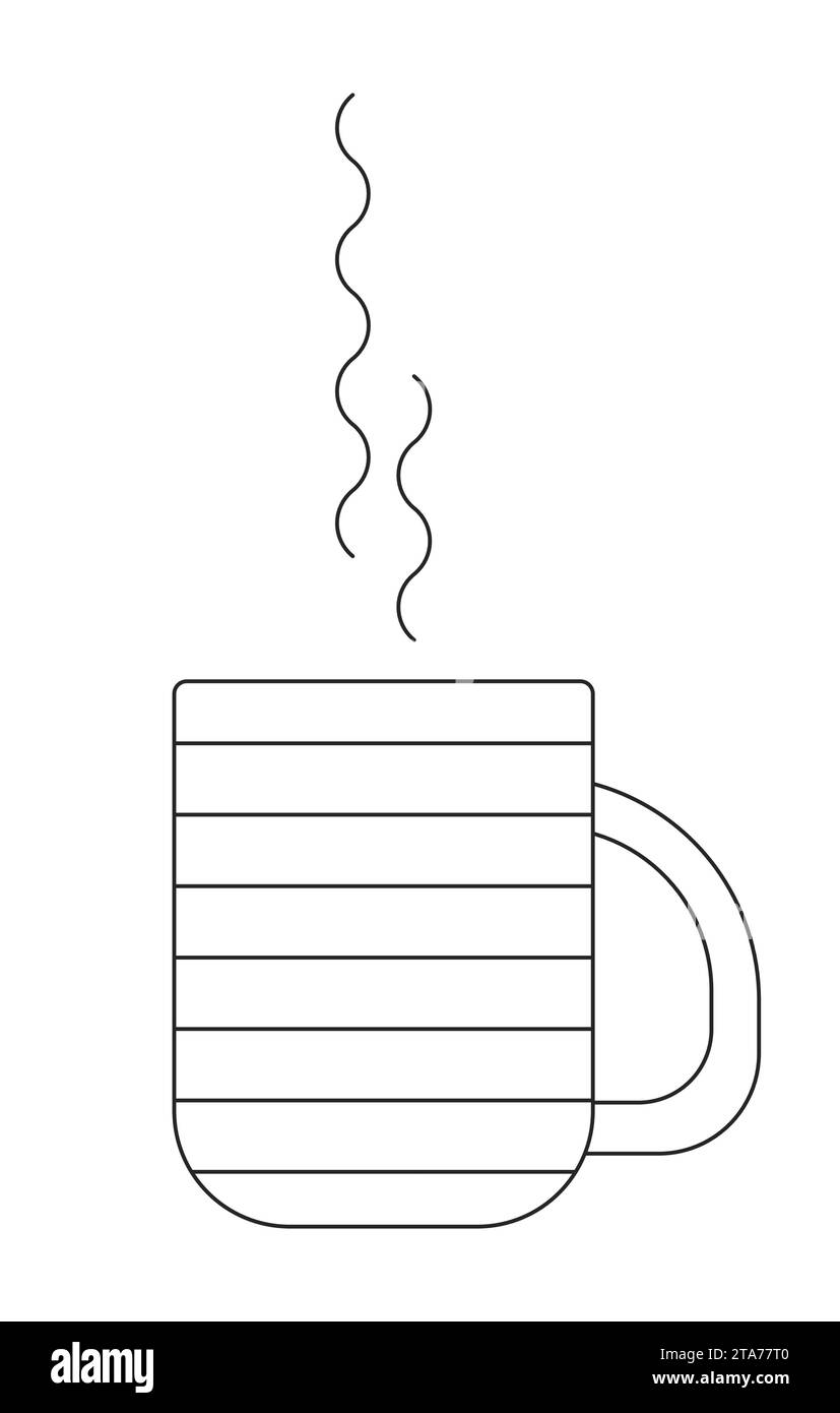 Steamed coffee cup black and white 2D line cartoon object Stock Vector ...