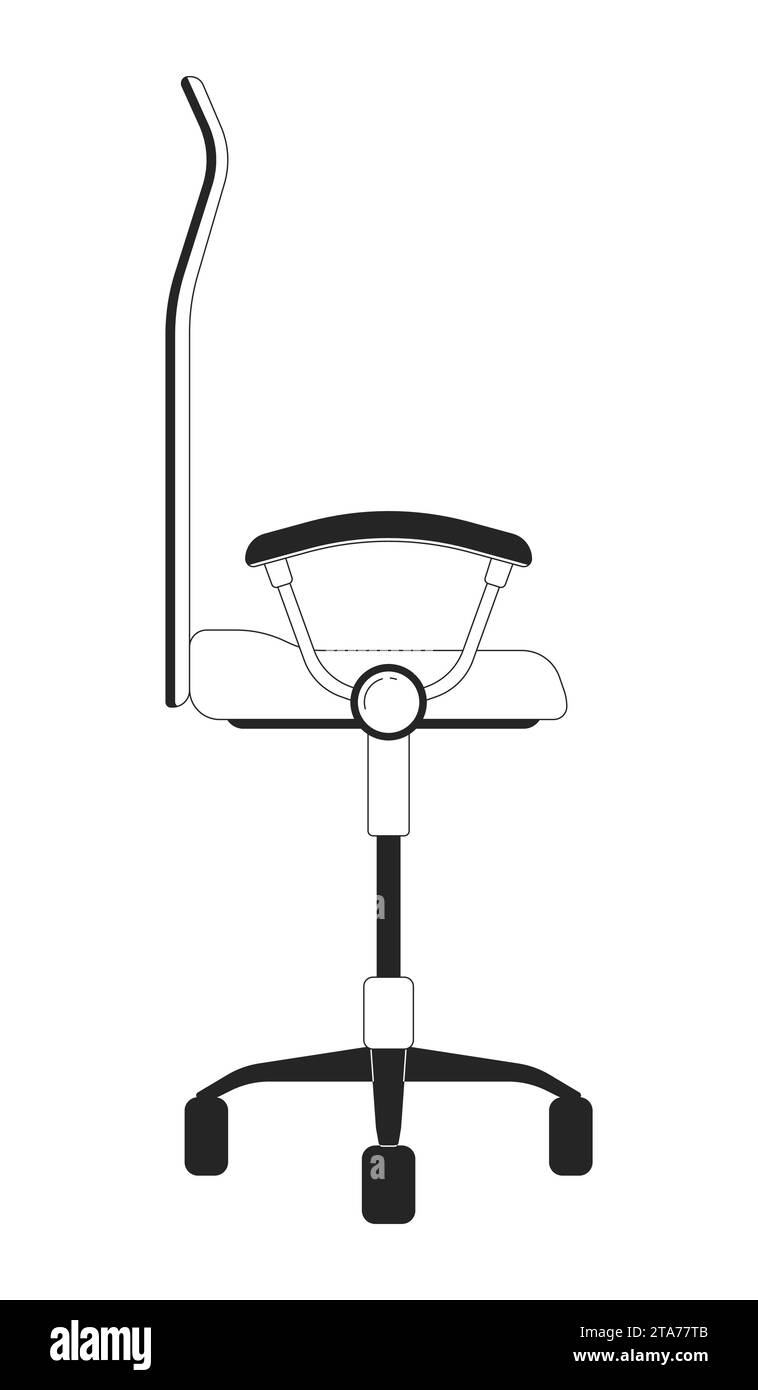 Comfortable office chair adjustable black and white 2D line cartoon ...