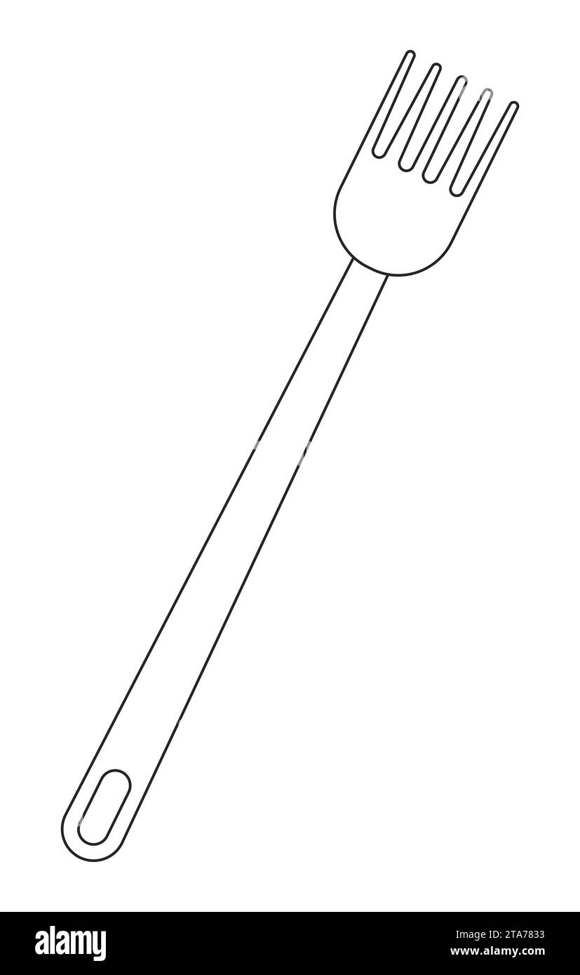Fork utensil black and white 2D line cartoon object Stock Vector Image ...