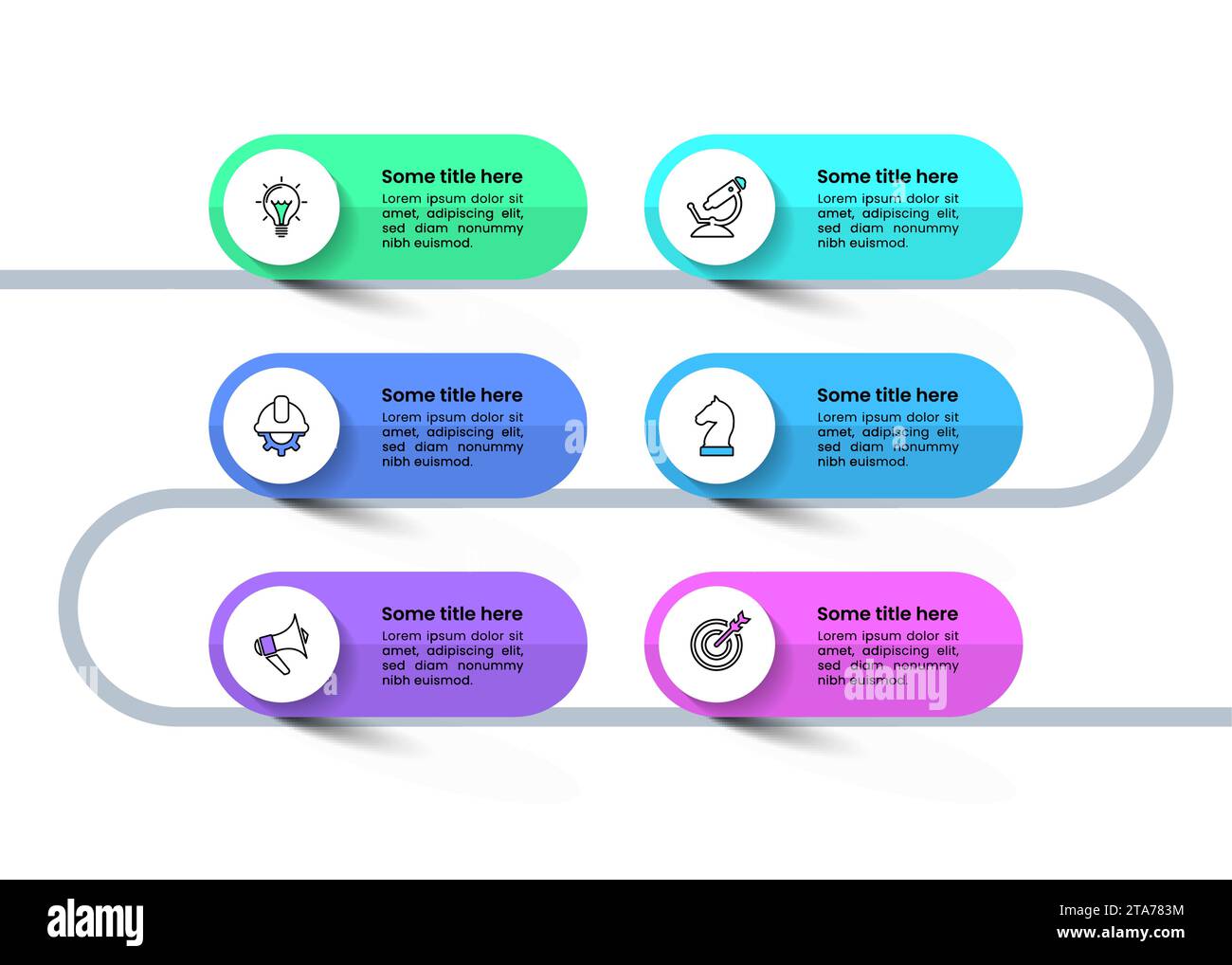 Infographic template with 6 options or steps. Line with banners. Can be ...