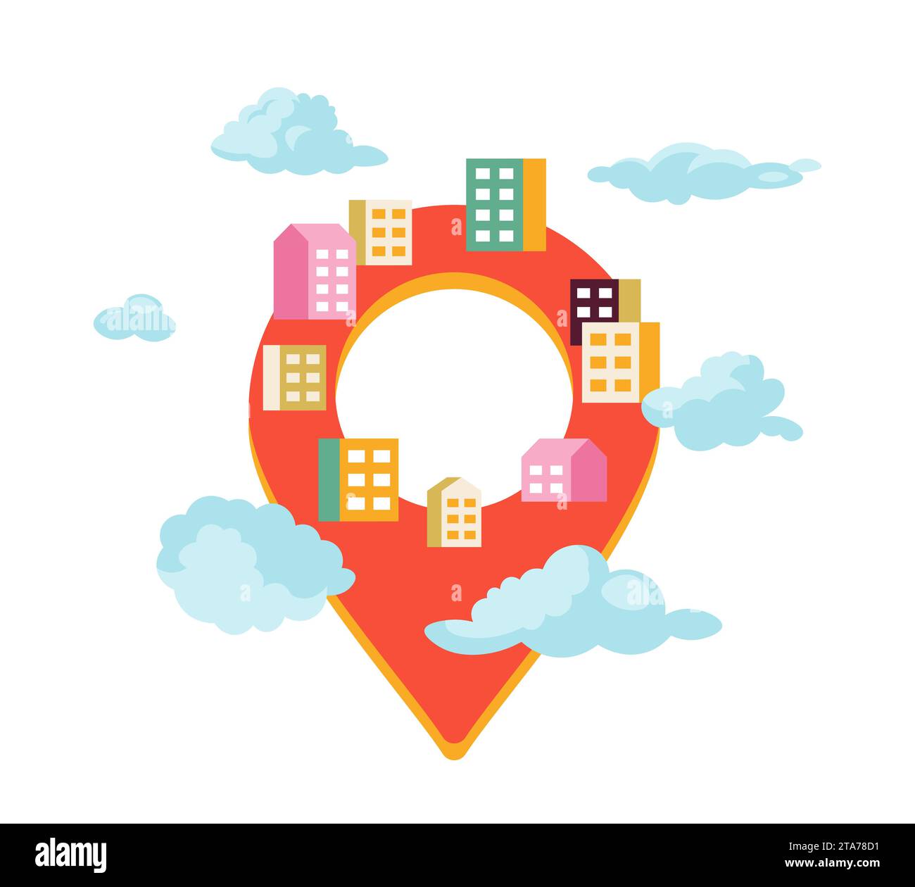 Dreamy neighborhood location 2D cartoon object concept Stock Vector ...