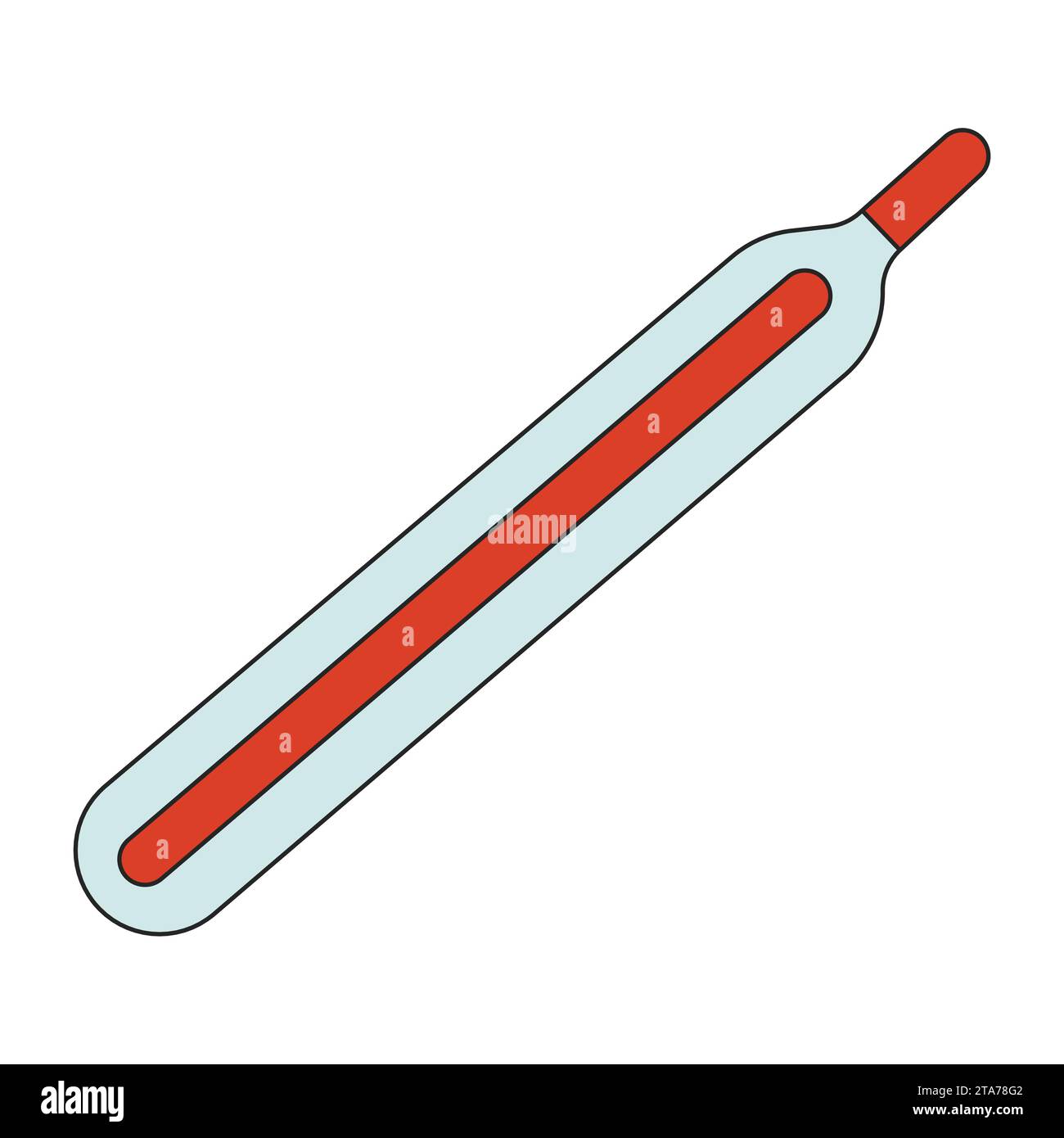 Mercury glass thermometer 2D linear cartoon object Stock Vector Image ...