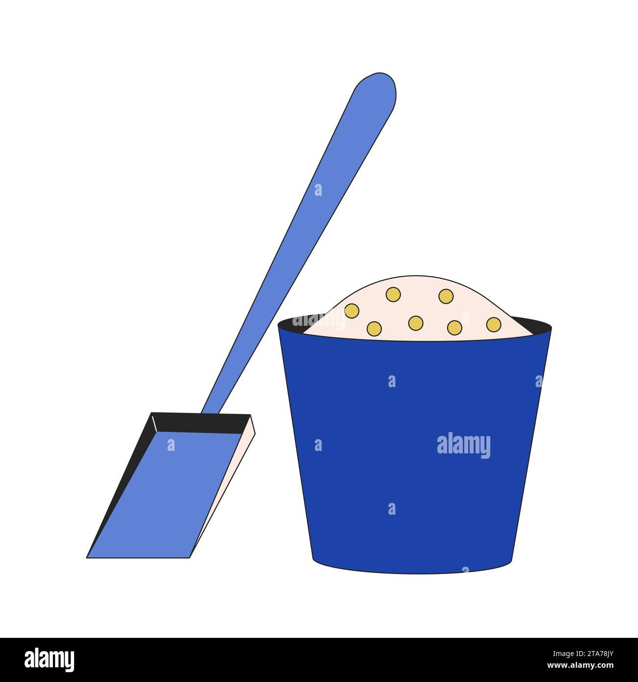 Salt sand mix container with shovel 2D linear cartoon object Stock ...
