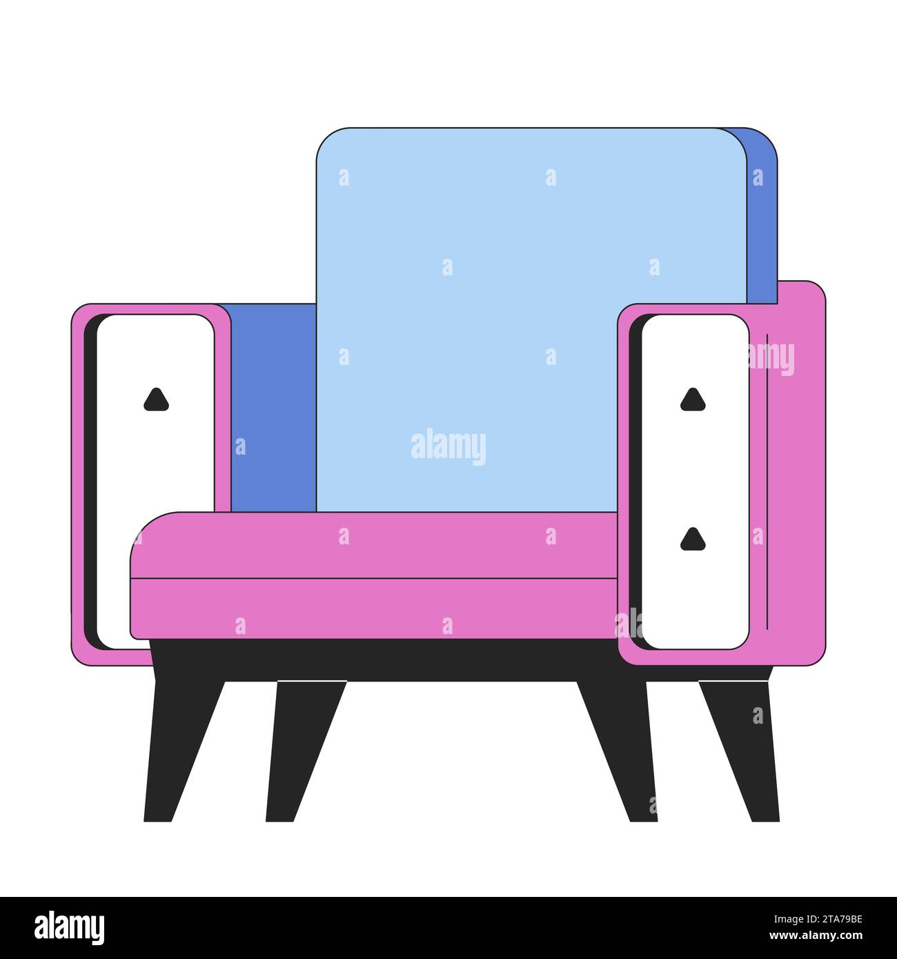 Contemporary Geometric Armchair 2d Linear Cartoon Object Stock Vector