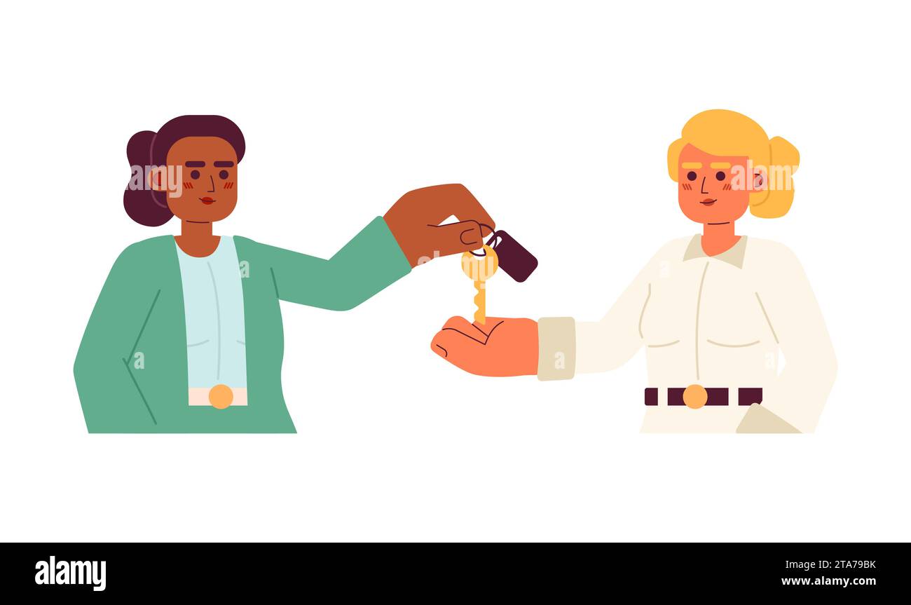 Realtor buyer key handover process 2D cartoon characters Stock Vector ...