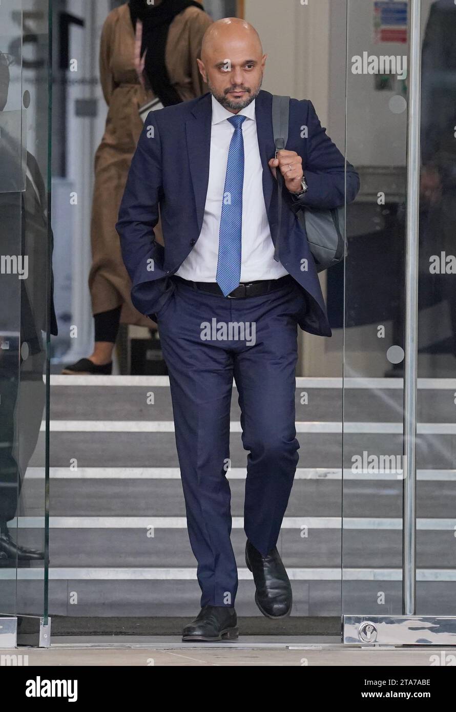 Former health secretary Sajid Javid leaves Dorland House in London ...