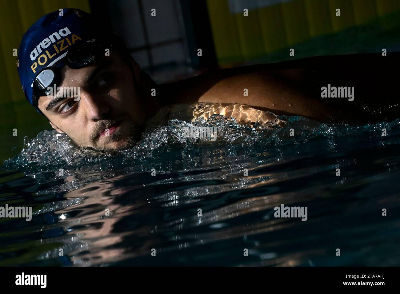Thomas Ceccon of Gs Fiamme Oro reacts after competing in the 100m ...