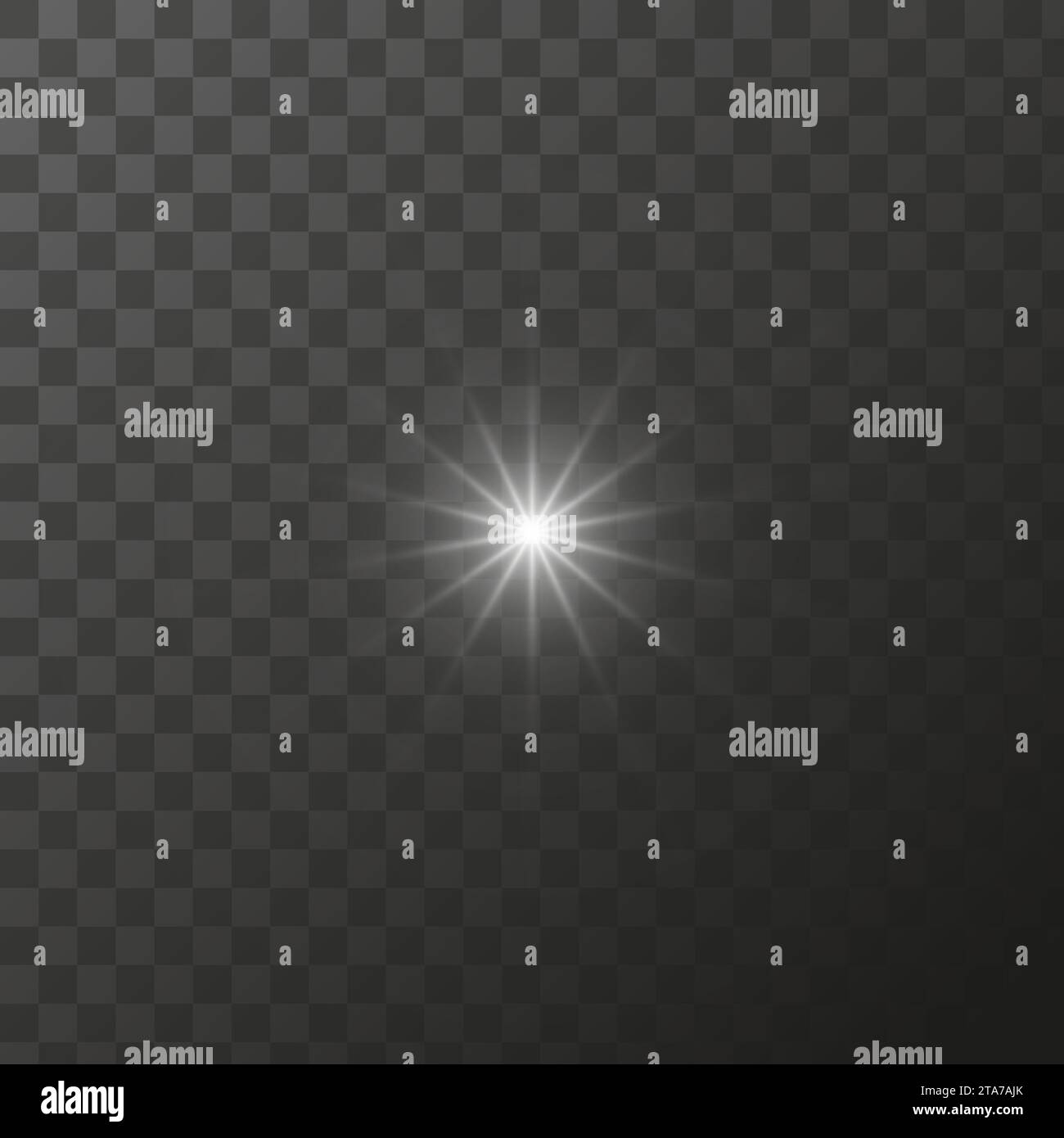 Shining star light rays glowing particles. Vector special effect on a transparent background ...
