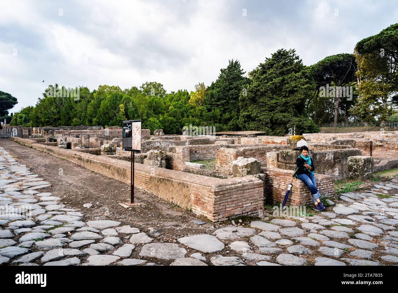 Ostia - Italy - October 19, 2023: ostia antica port on the Tiber in ...