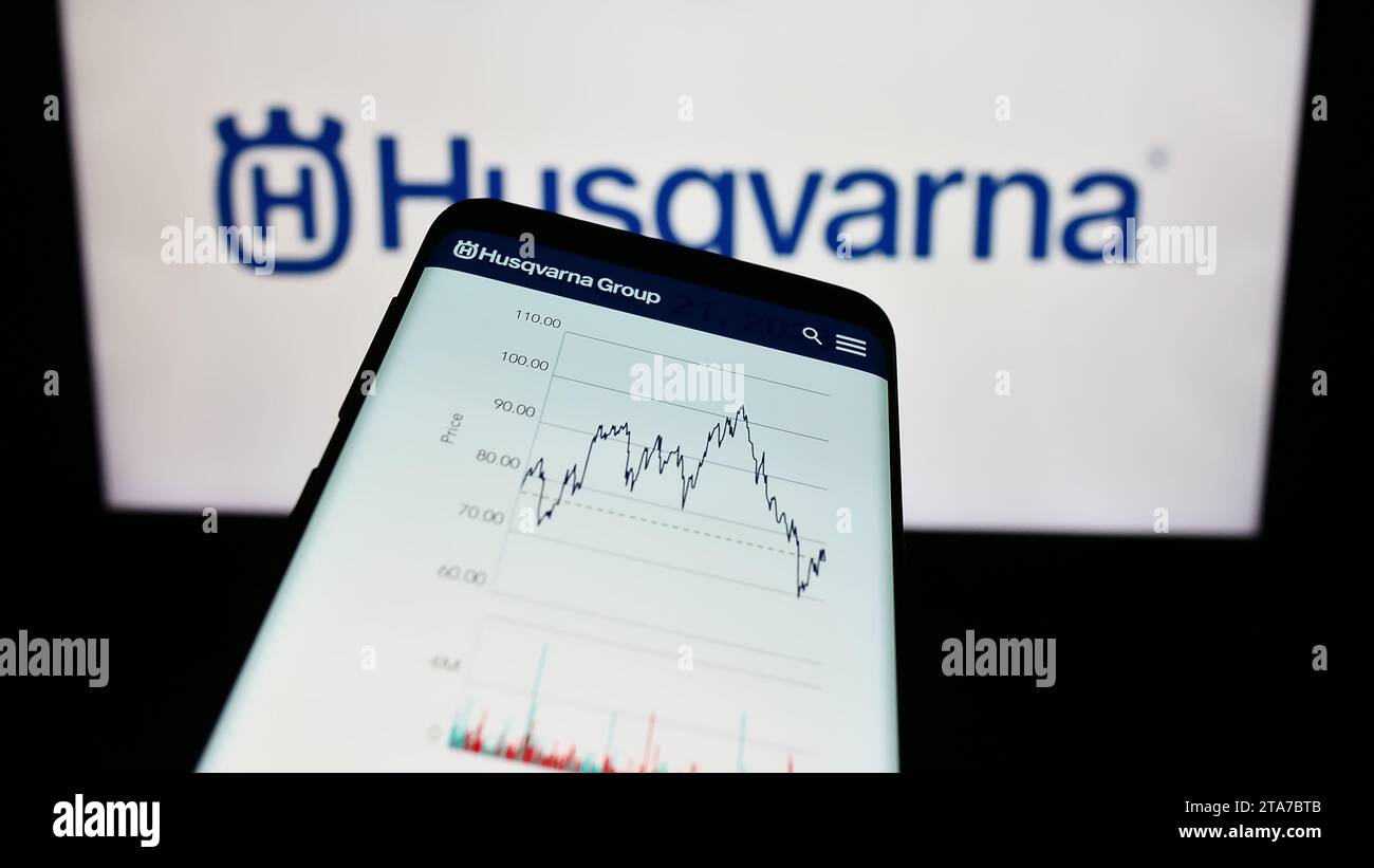 Smartphone with website of Swedish power products company Husqvarna AB ...