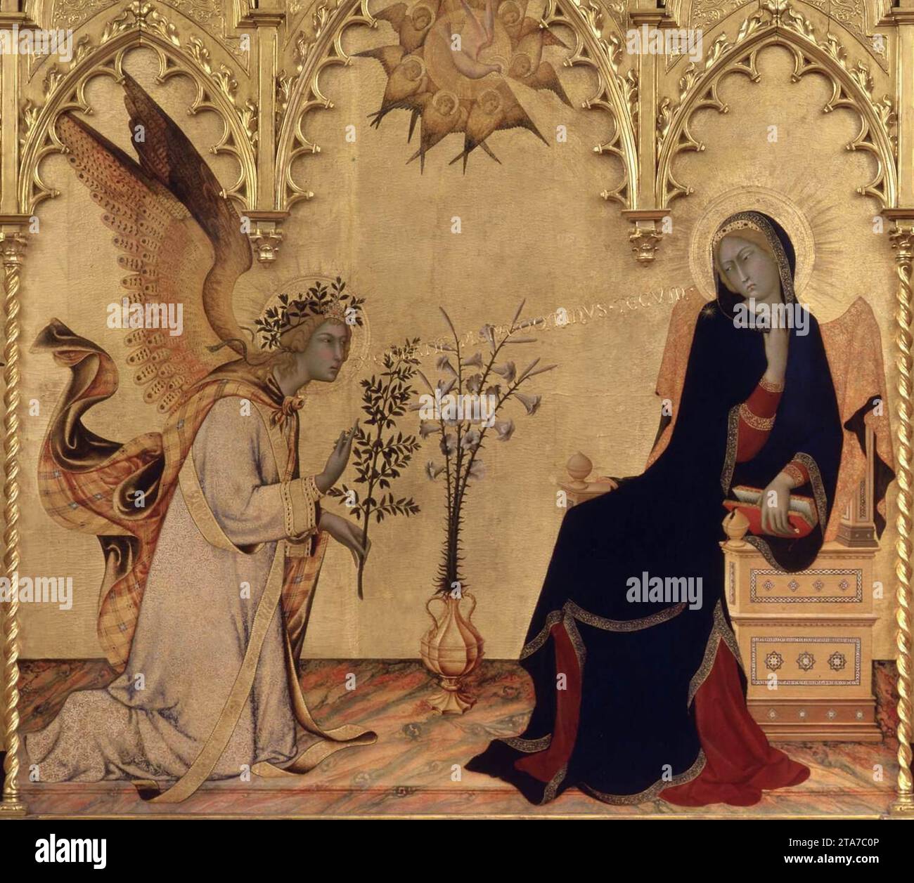 Annunciation and Two Saints (detail) 1333 by Simone Martini Stock Photo ...
