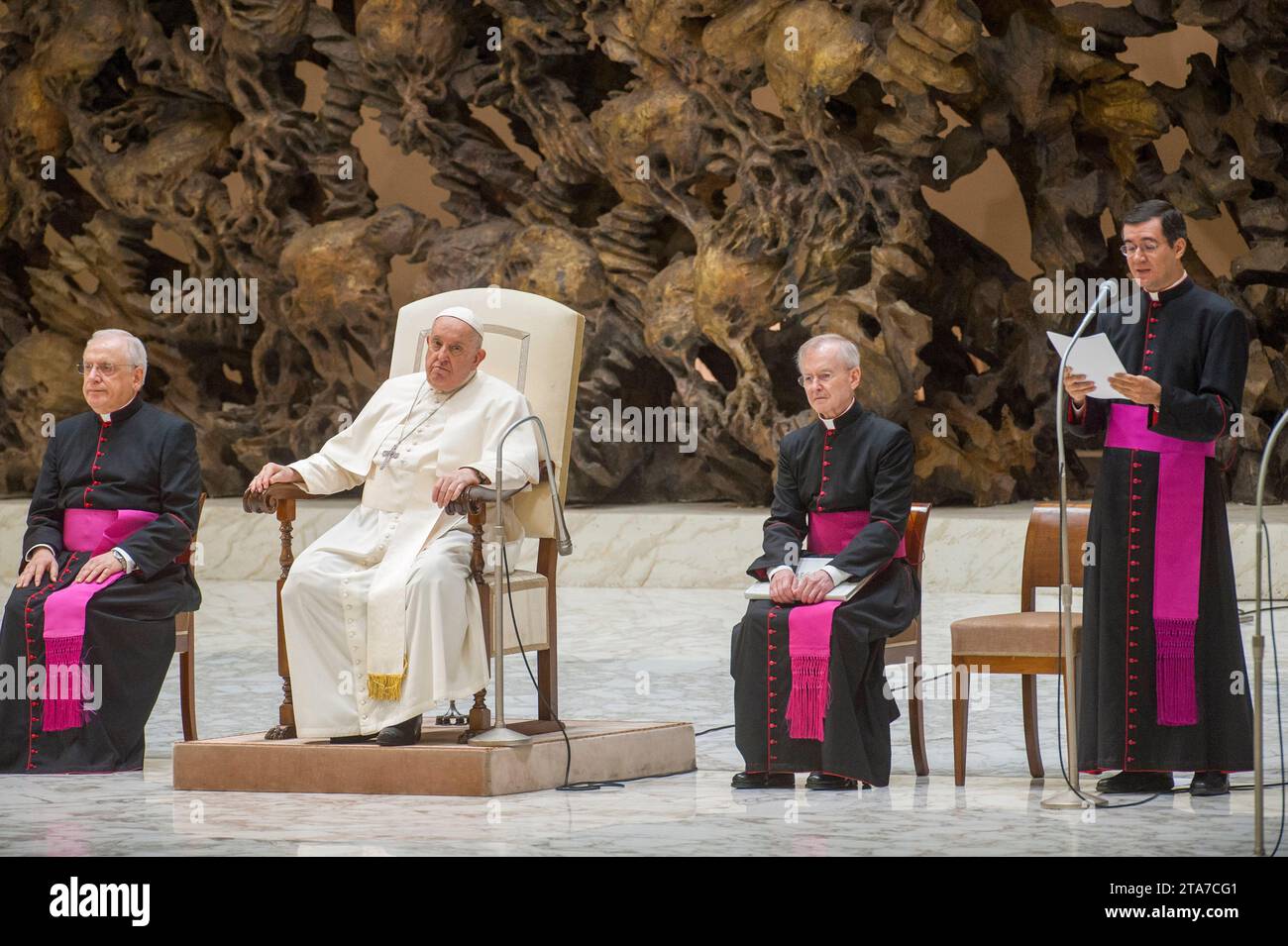 Italy, Rome, Vatican, 2023/11/29 . Pope Francis, hampered by a lung ...