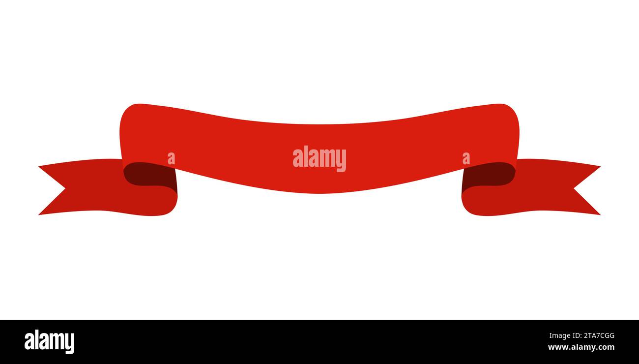 Red banner ribbon in flat style isolated on white background. Vector ...