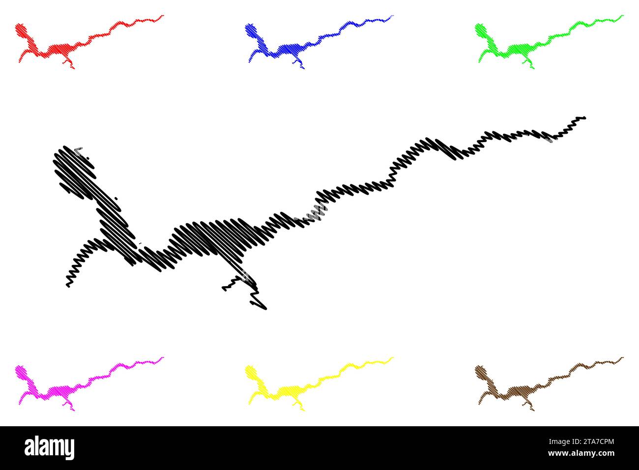 Lake Sarez (Republic of Tajikistan) map vector illustration, scribble ...
