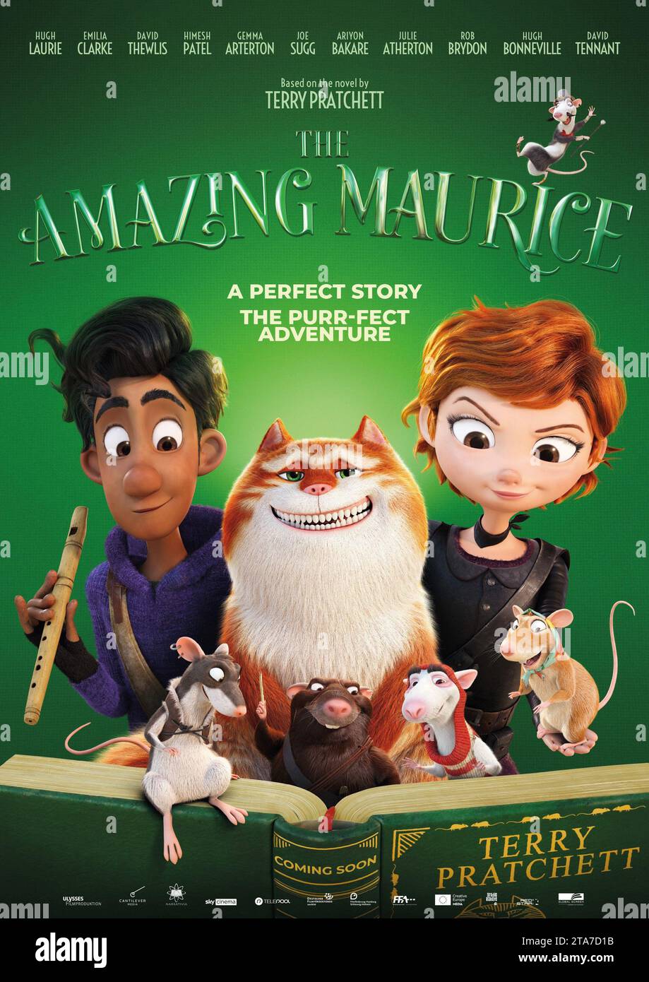 THE AMAZING MAURICE, poster, top, from left: Keith (voice: Himesh Patel ...