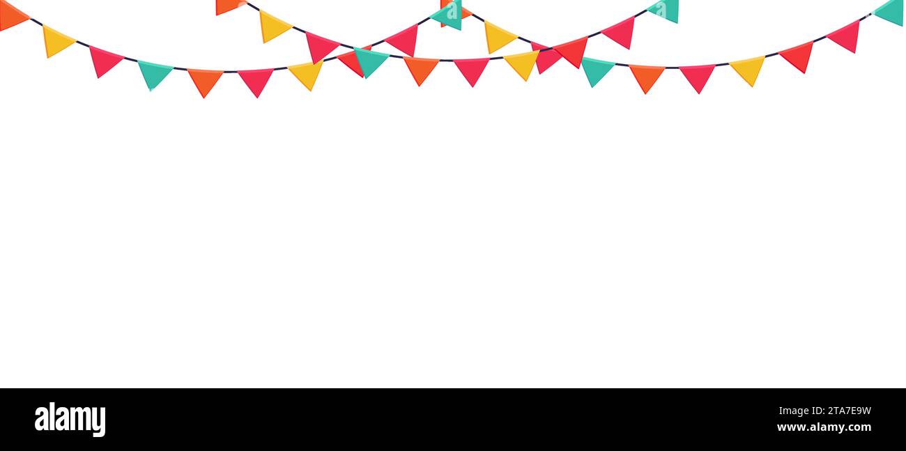 Garland of colored flags horizontal banner. Carnival garlands ...