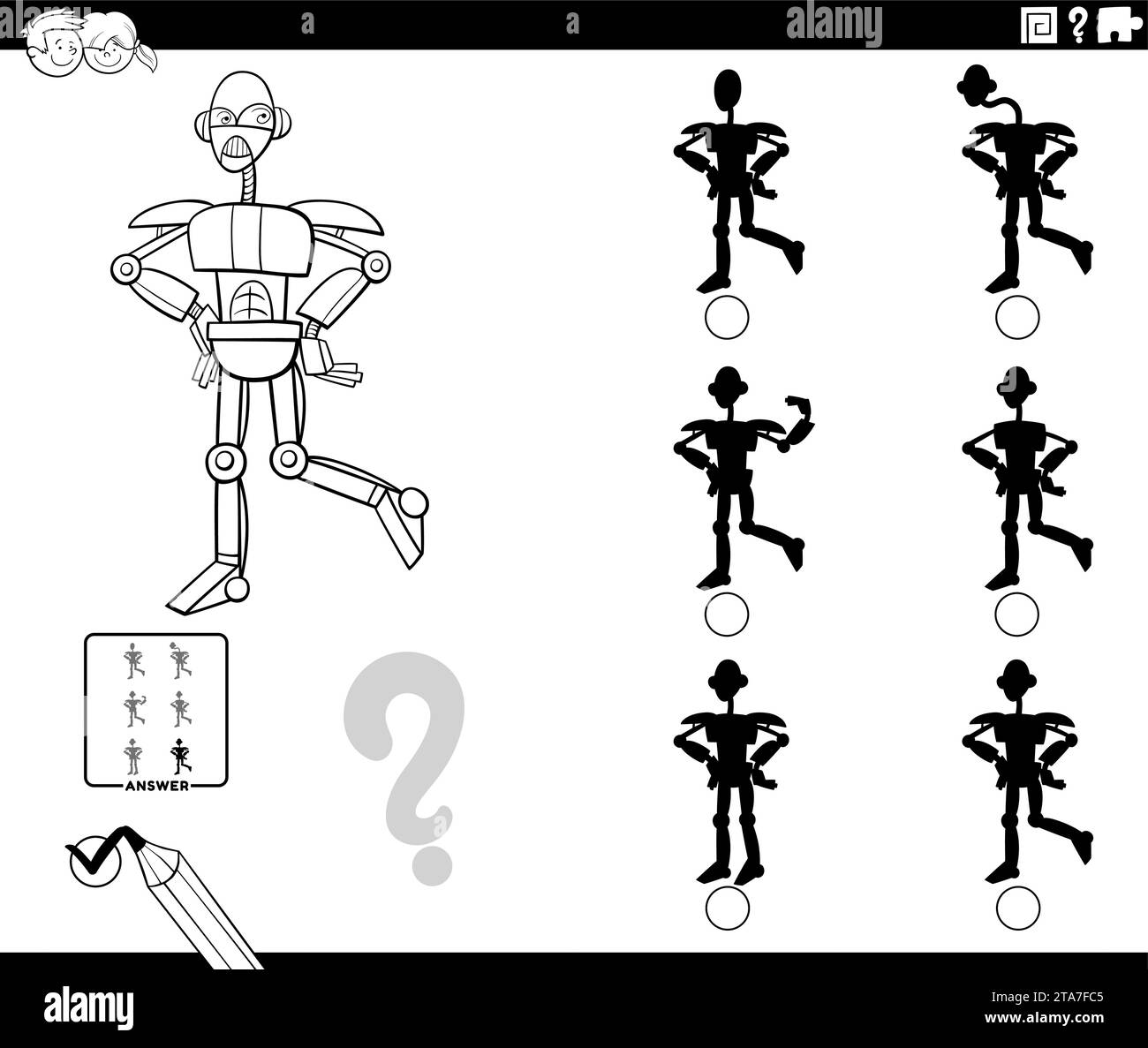 Cartoon illustration of finding the right picture to the shadow ...