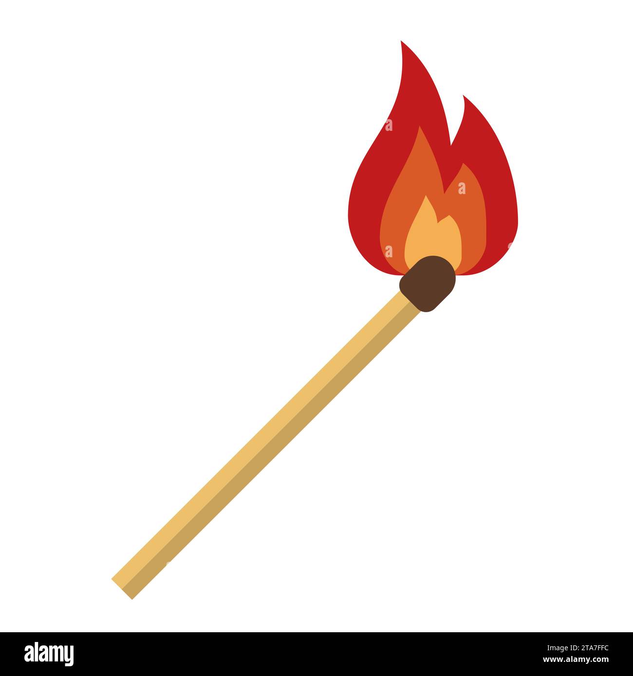 Match with fire isolated on white background. Vector illustration Stock ...