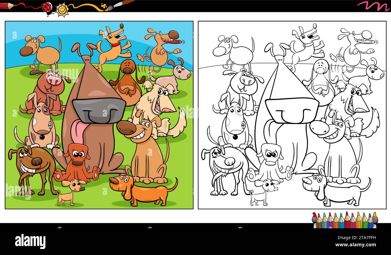 Cartoon group dogs coloring hi-res stock photography and images - Alamy