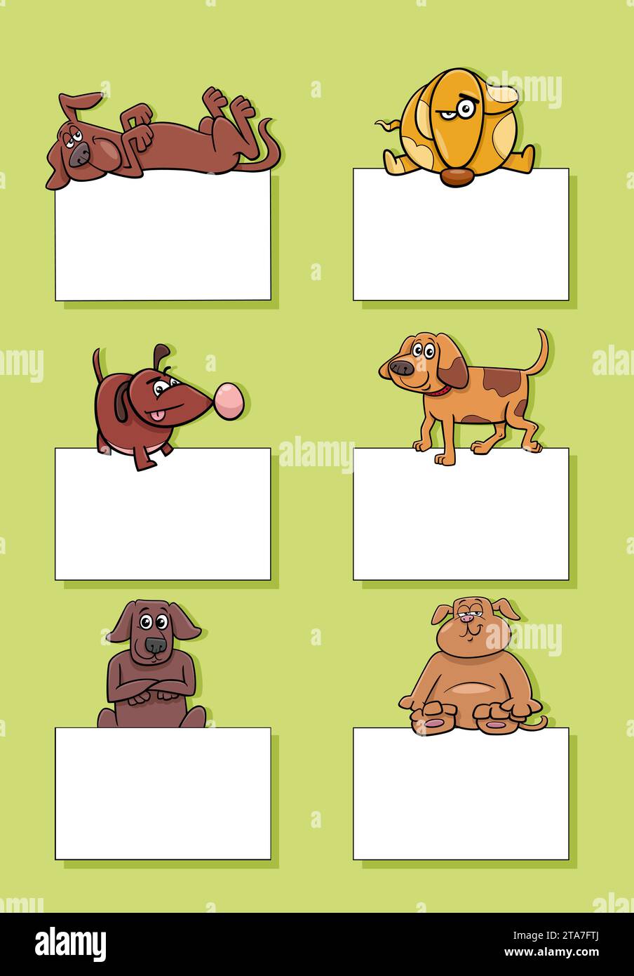 Cartoon illustration of dogs and puppies animal characters with blank ...