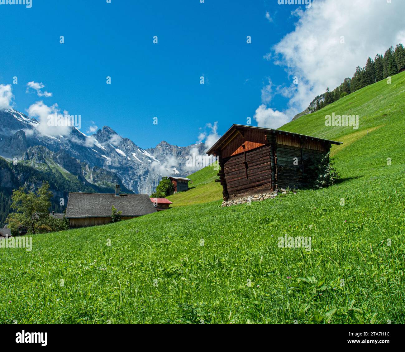 Shed in the Swiss Alps in Gimmelwald, Switzerland Stock Photo - Alamy