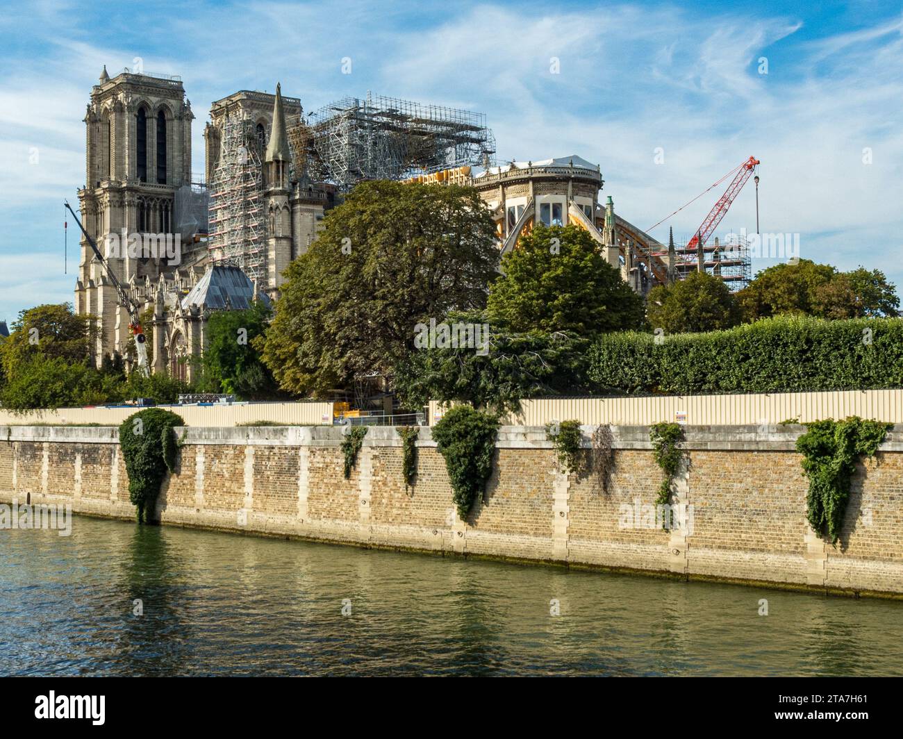 Burnt Shell of Notre-Dame Cathedral along the River Seine in Paris ...